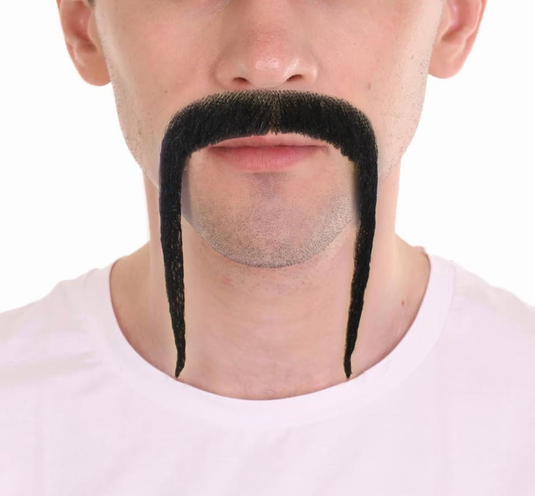 HPO Adult Men's Fake Human Mustache – Realistic Fake Human Hair- Dark ...