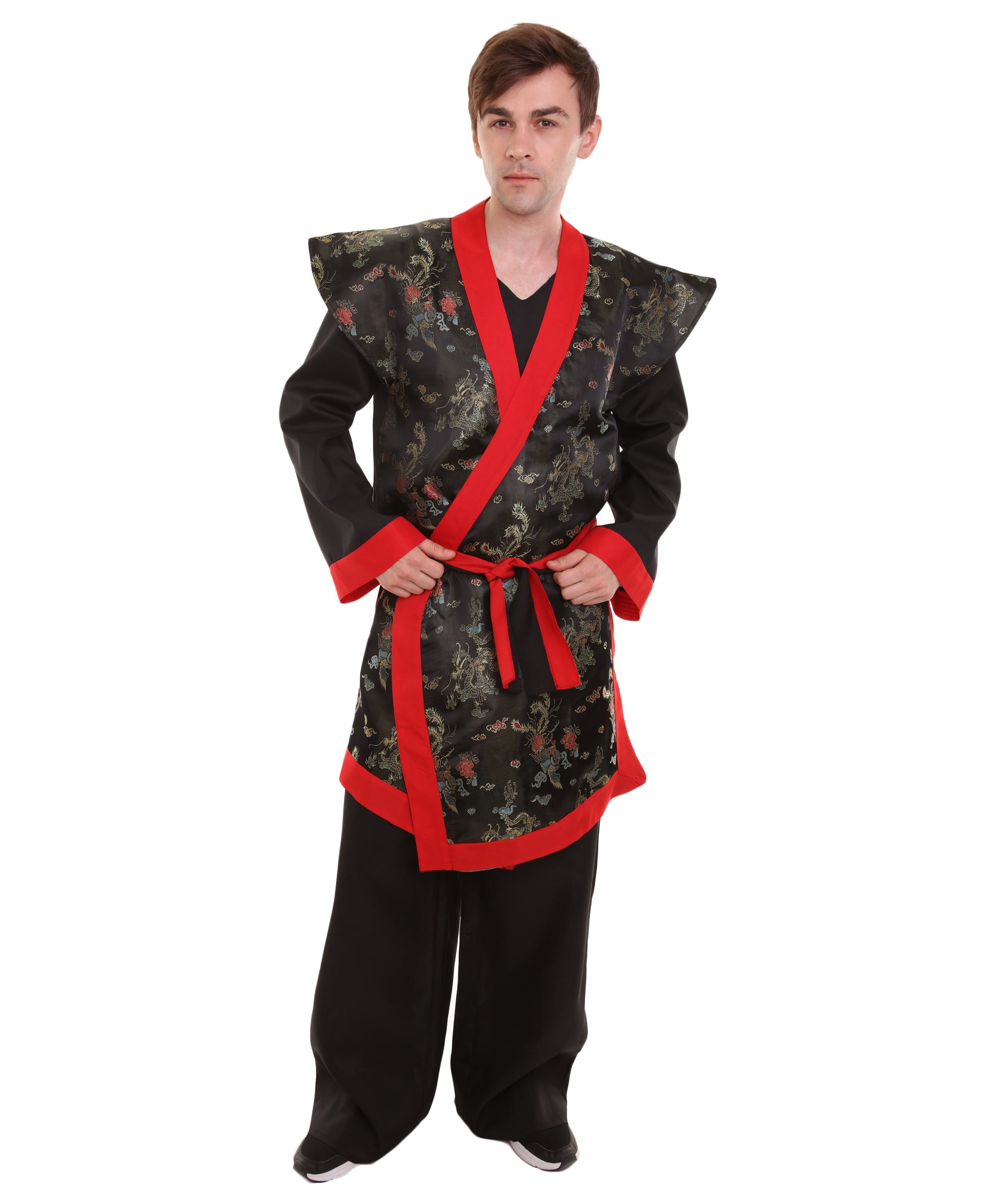 Adult Men's Deluxe Samurai Embroidery Japanese Asian Robe Costume ...