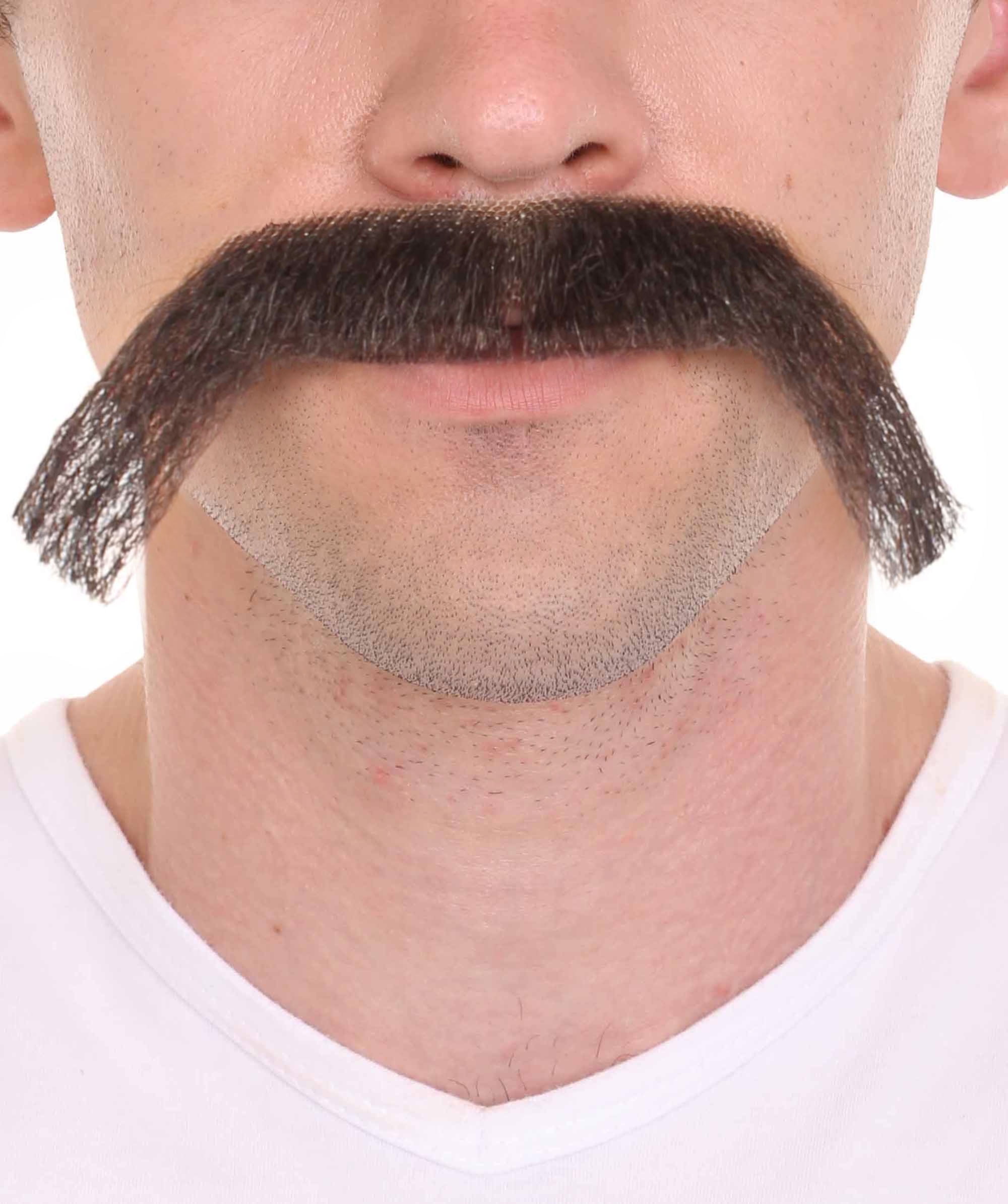 Adult Men's Long Cowboy Mustache Light Black Color Novelty False Facial ...