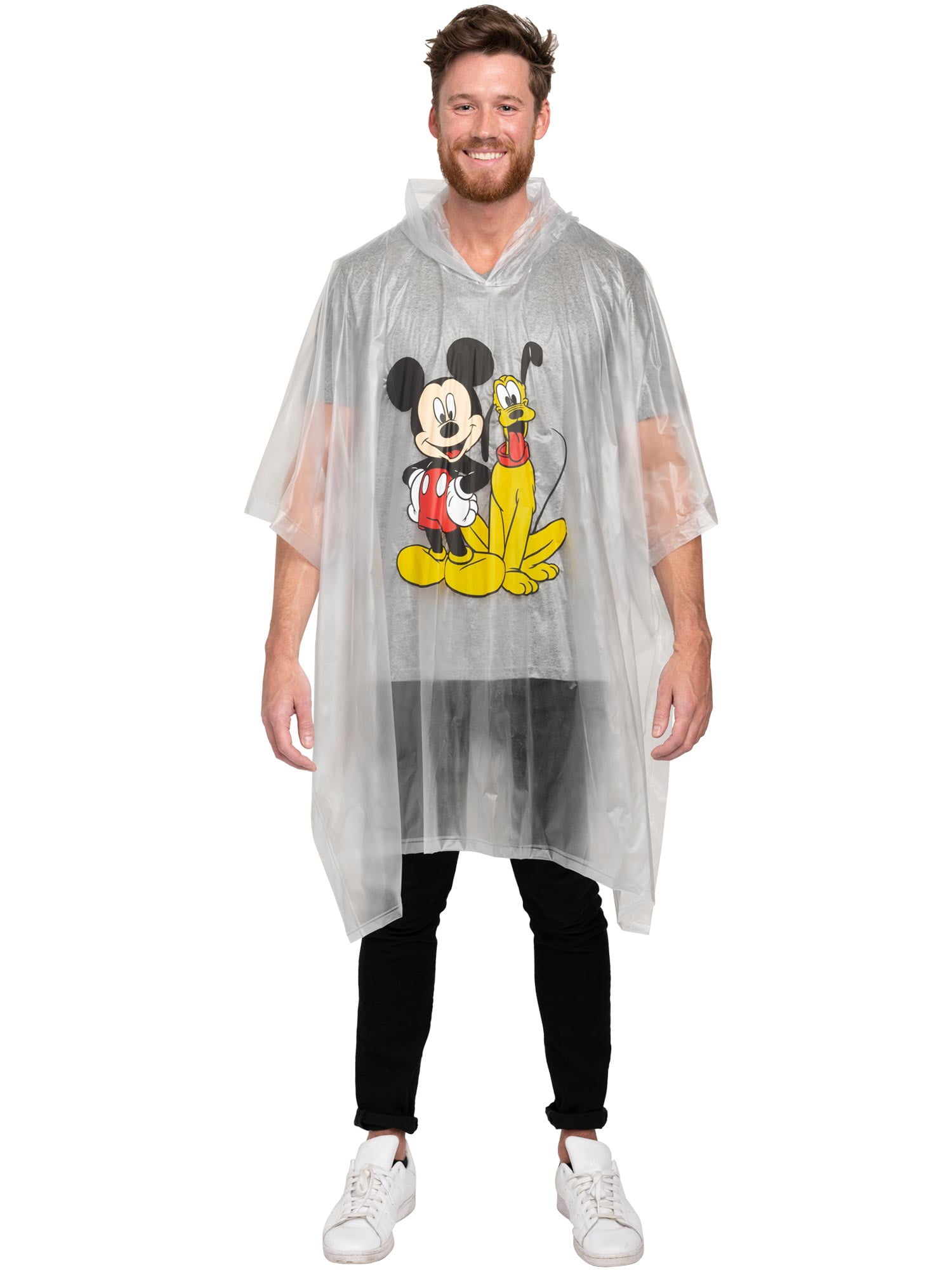 Adult Men's Mickey Mouse & Pluto Rain Poncho Water Resistant - Walmart.com