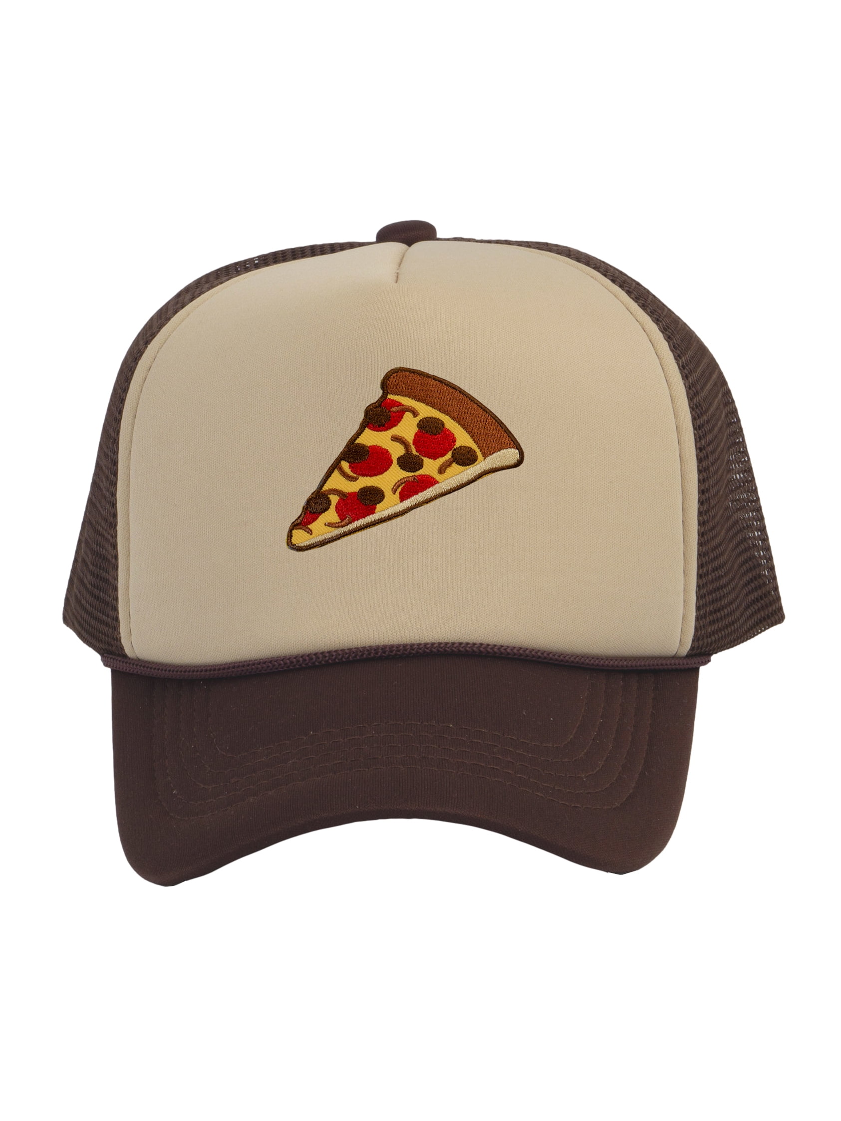 Adult Men's Pepperoni Pizza Slice Rope Foam Trucker Hat, Khaki/Brown ...
