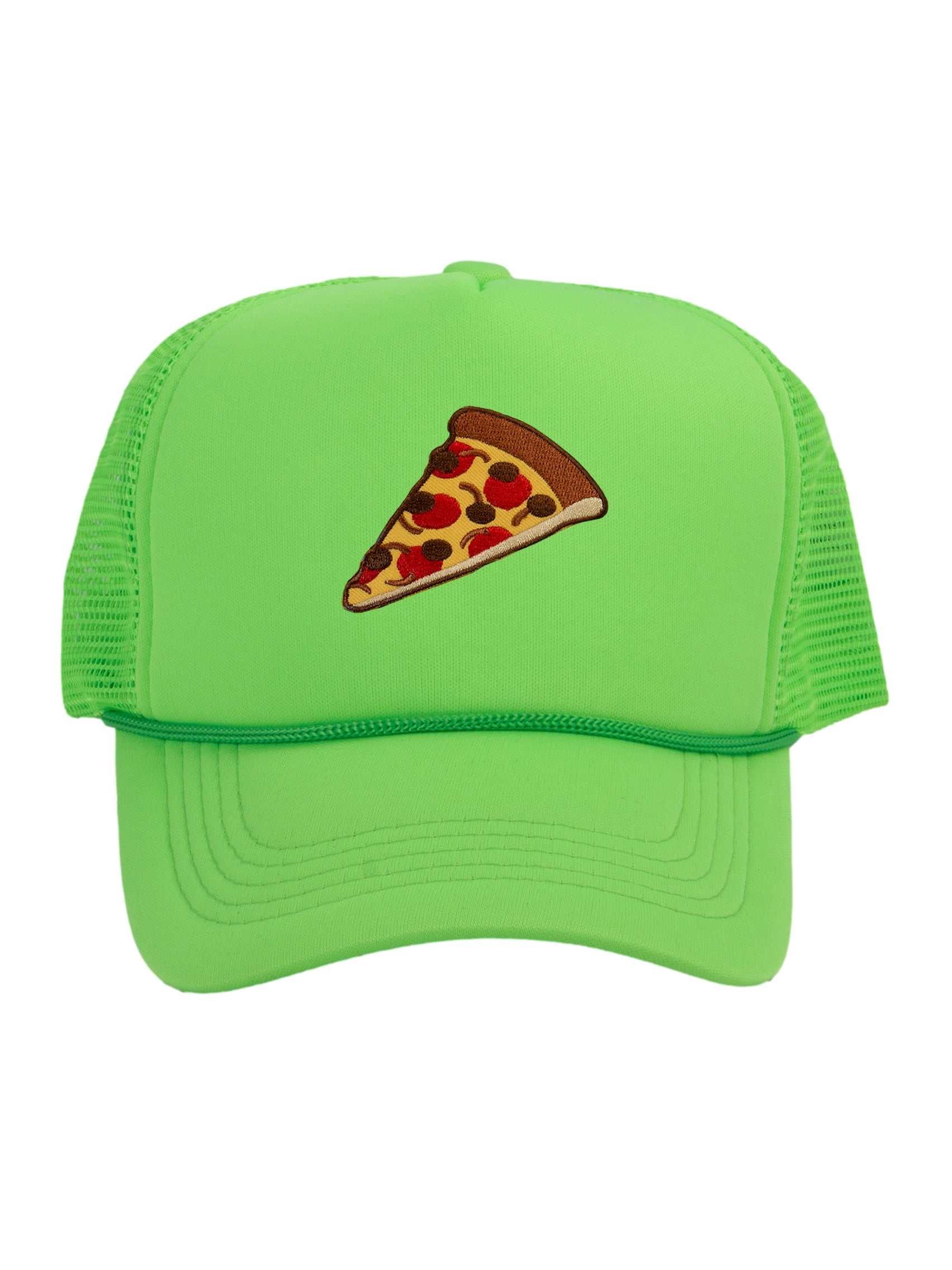 Adult Men's Pepperoni Pizza Slice Rope Foam Trucker Hat, Neon Green ...