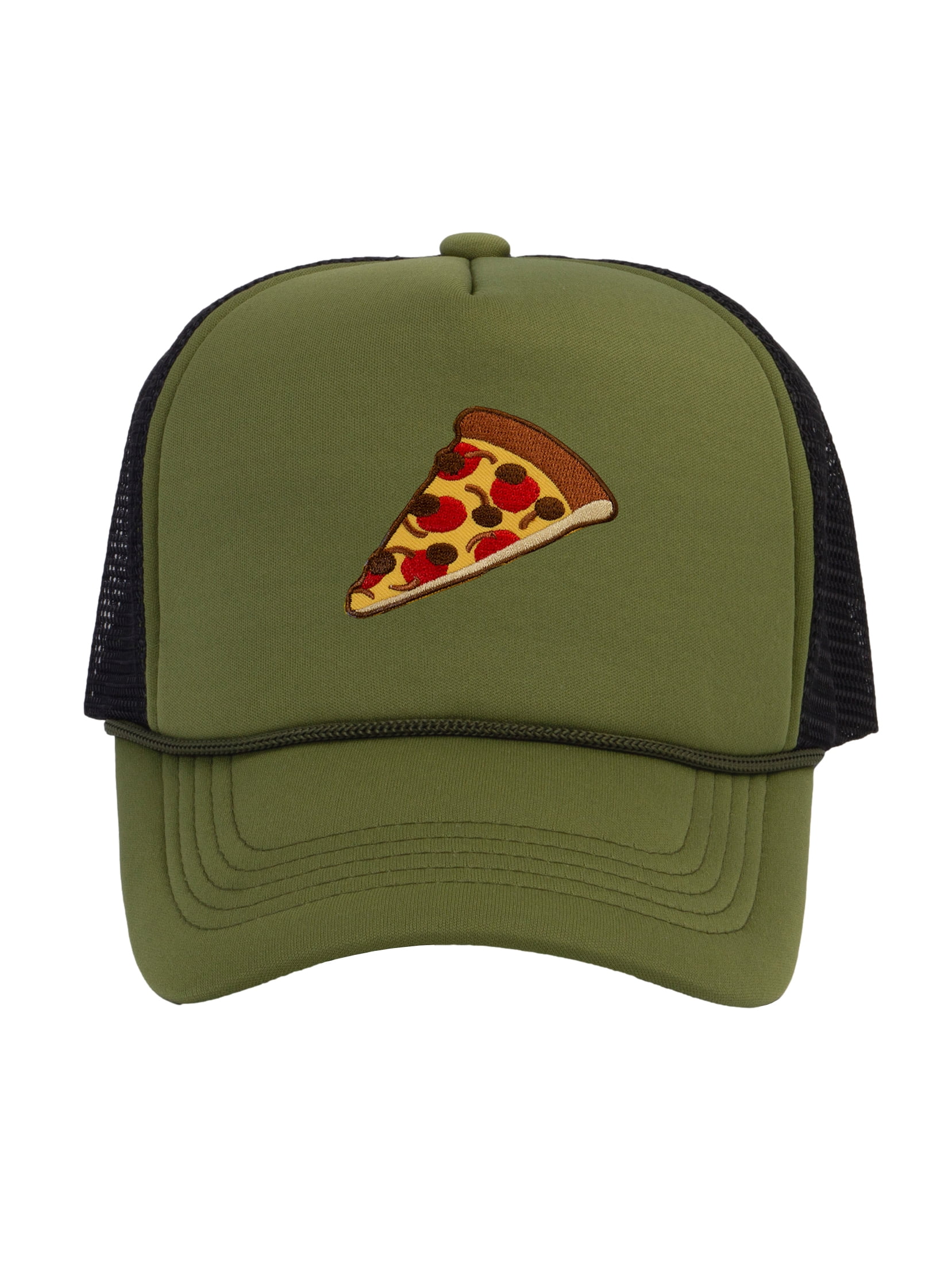 Adult Men's Pepperoni Pizza Slice Rope Foam Trucker Hat, Olive/Black ...
