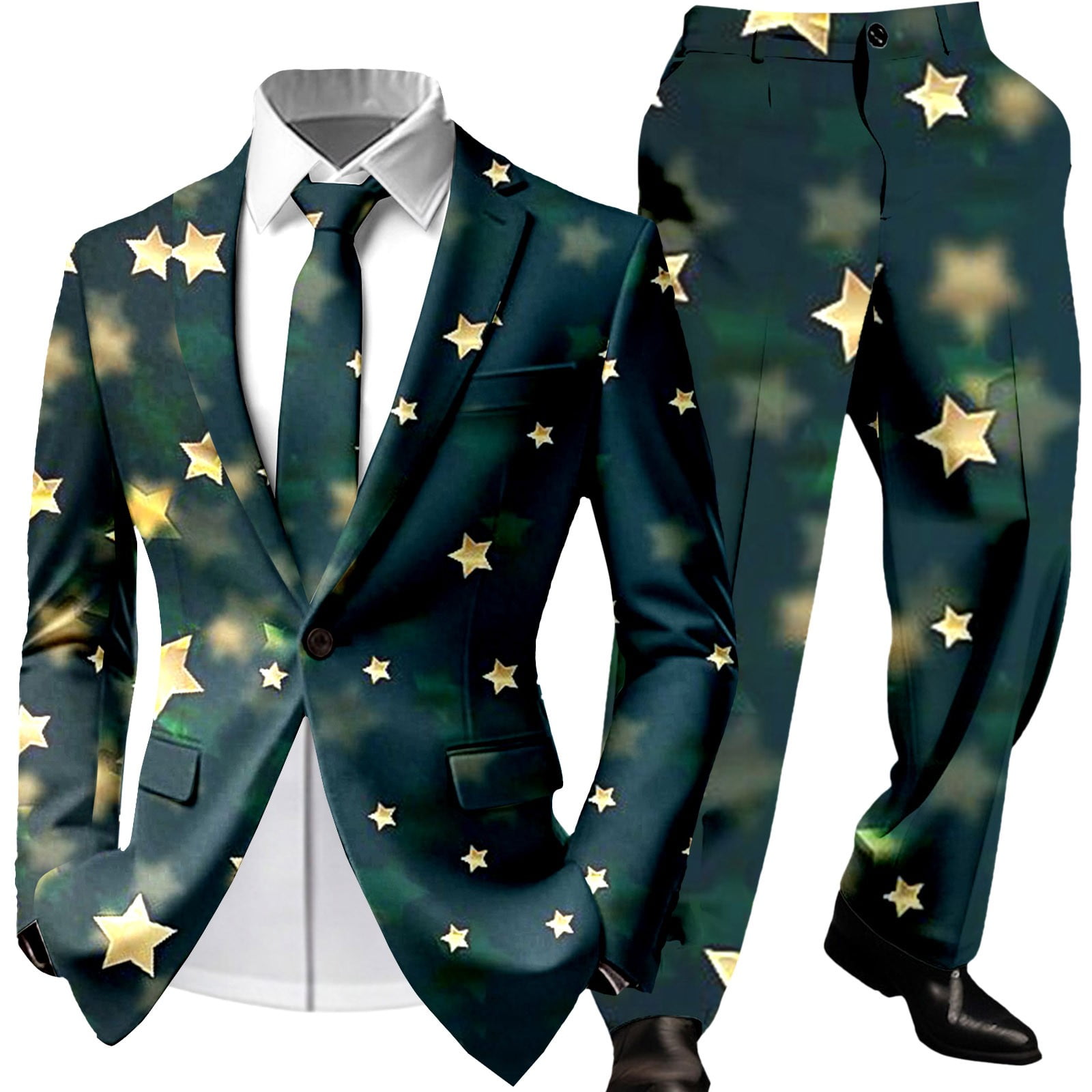 Adult Mens Christmas Suits 2 Piece Elegant One Button Xmas Lapel Jacket ...
