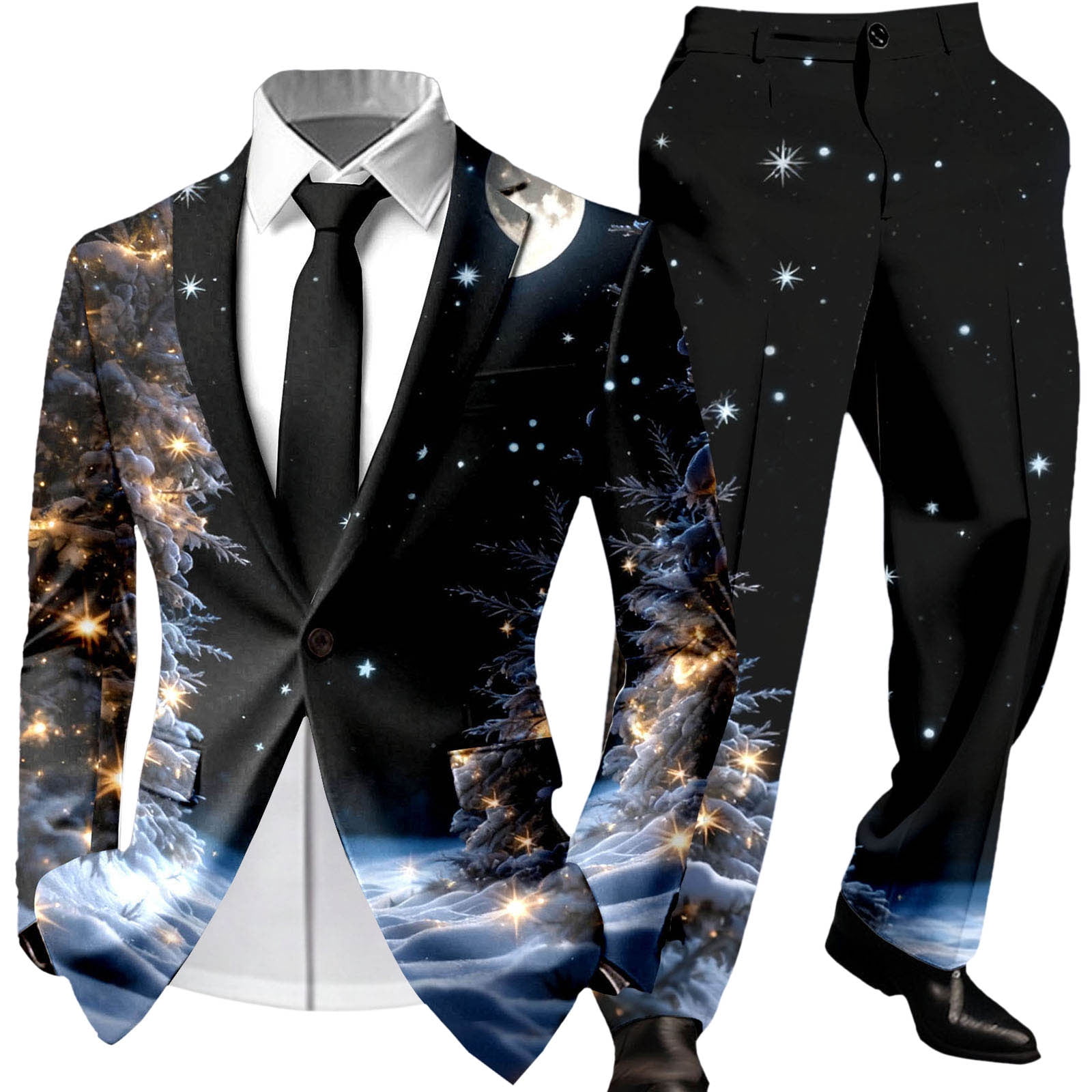 Adult Mens Christmas Suits 2 Piece Formal One Button Xmas Jacket Tuxedo ...