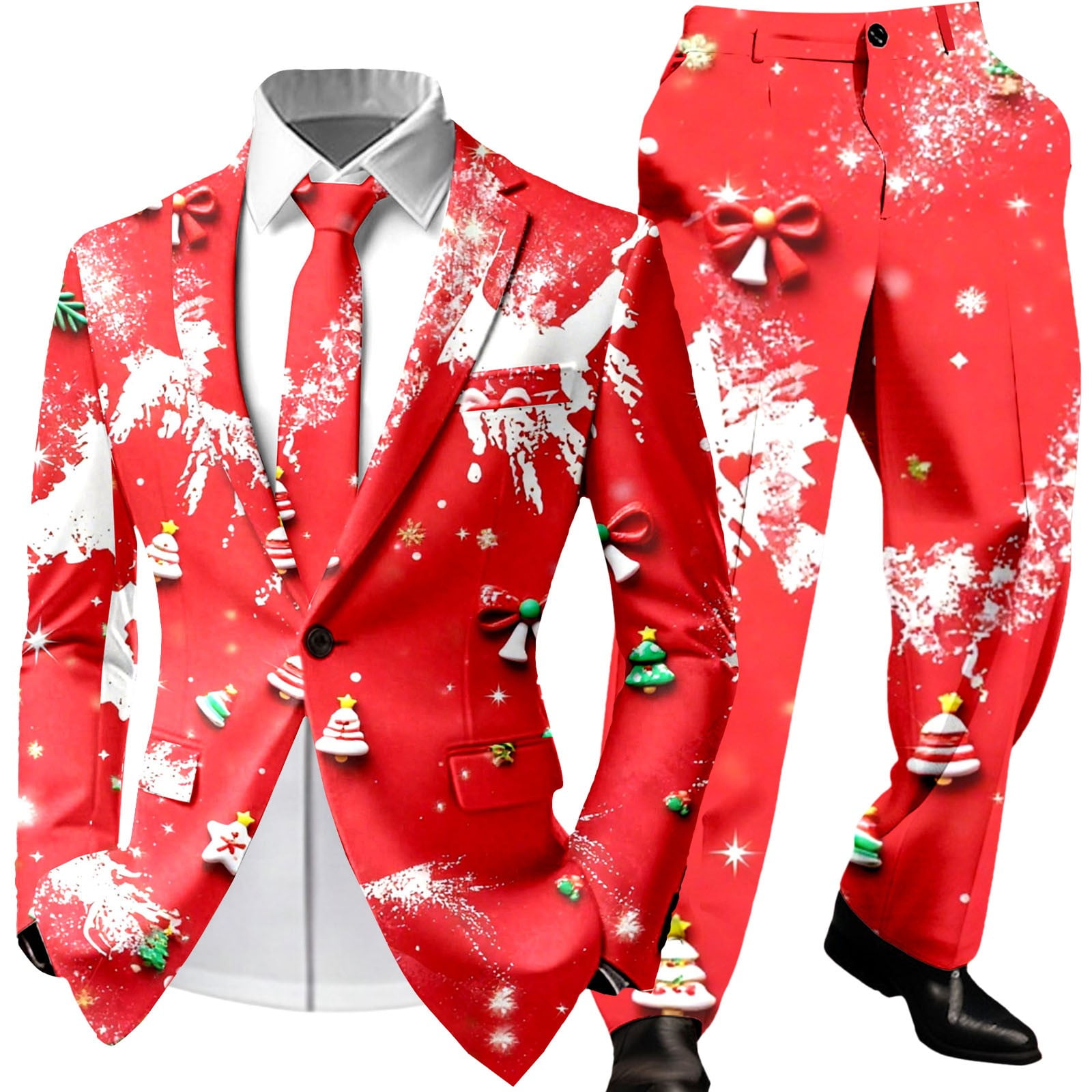 Adult Mens Christmas Suits 2 Piece Funny One Button Formal Xmas Jacket ...