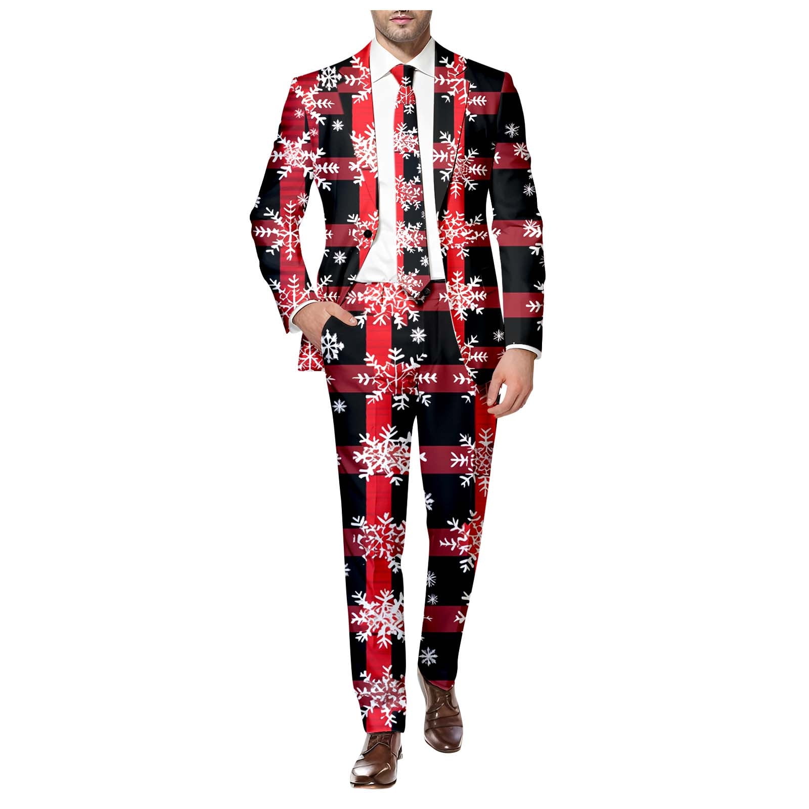 Adult Mens Christmas Suits 2 Piece Funny One Button Xmas Reindeer ...