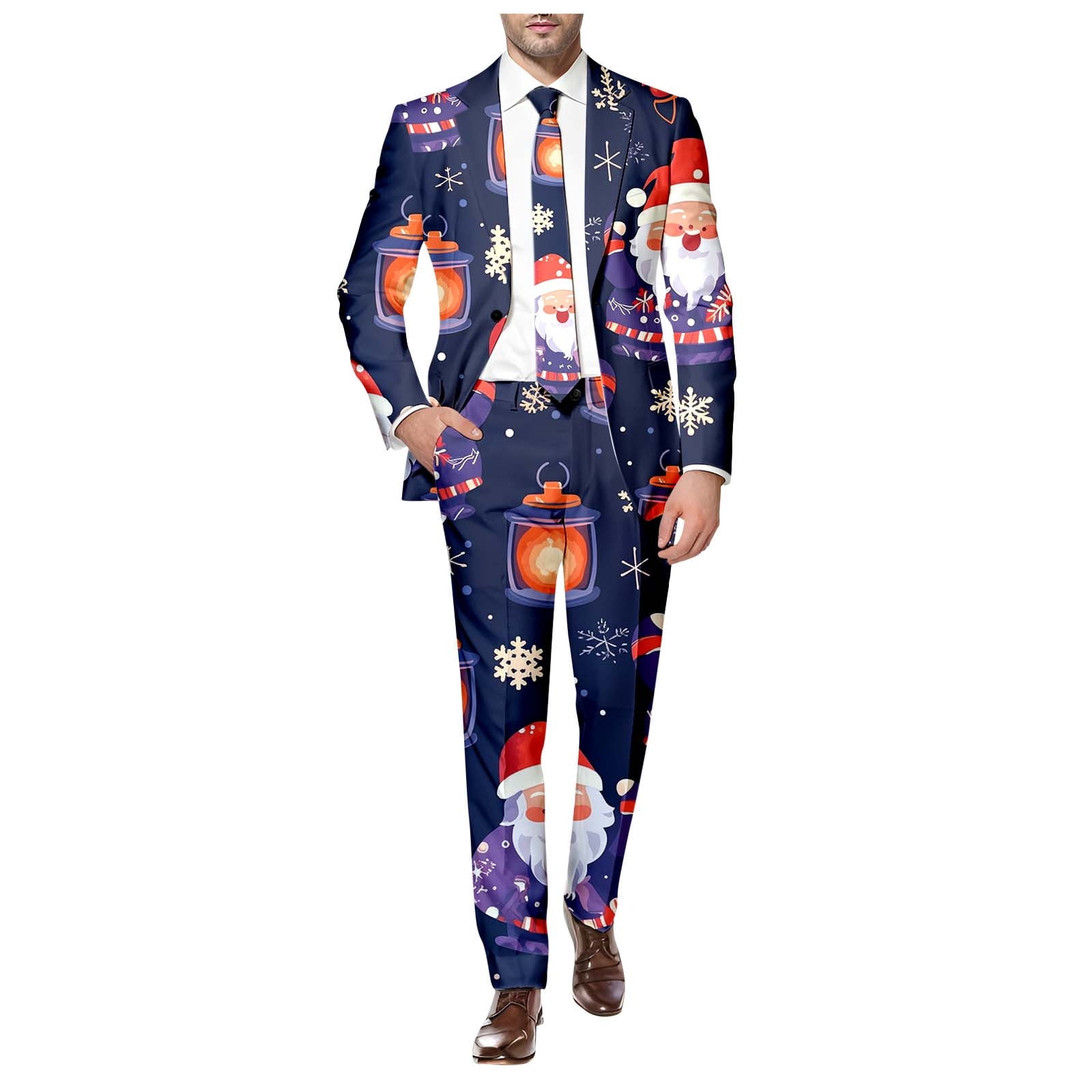 Adult Mens Christmas Suits 2 Piece Funny One Button Xmas Reindeer ...