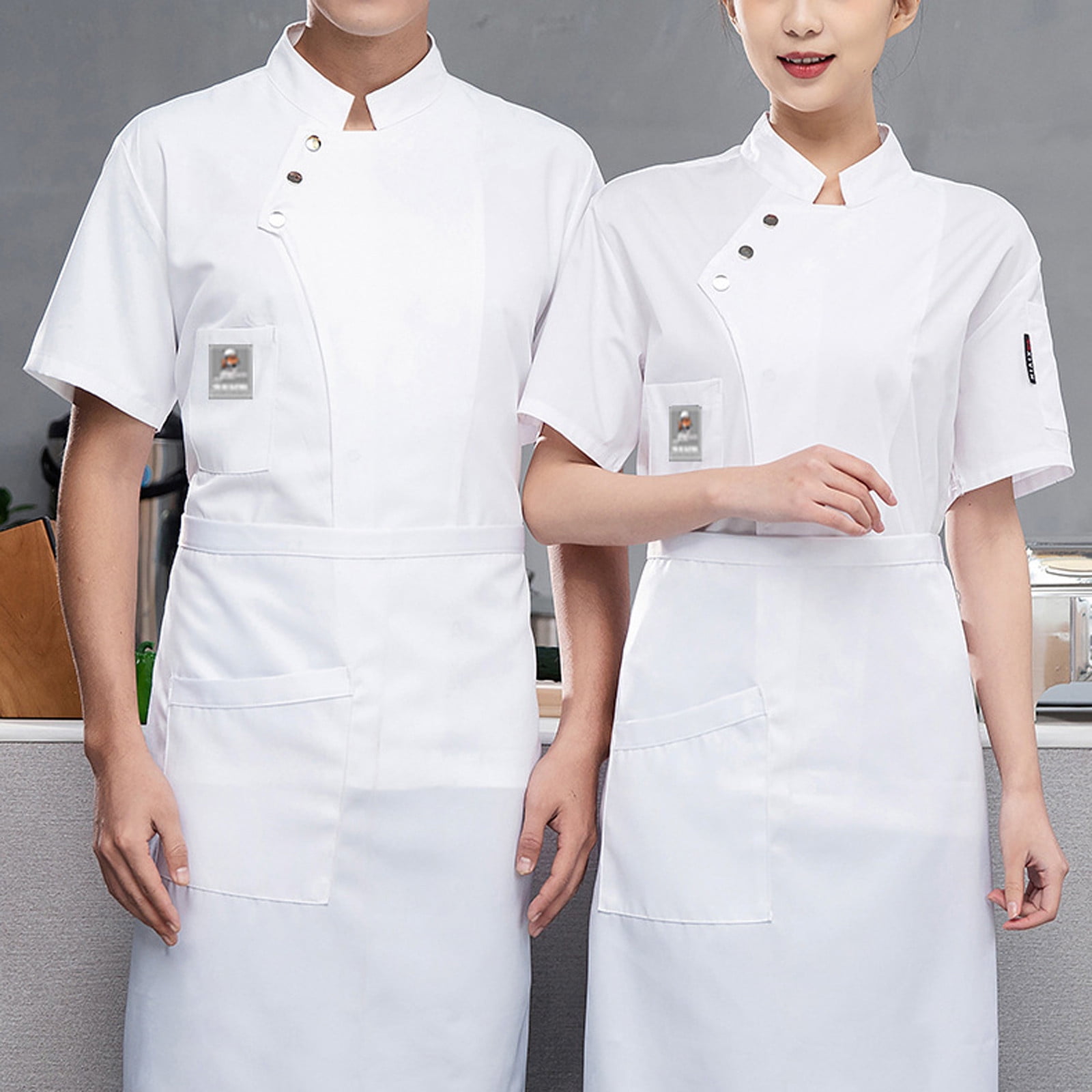 Unisex Chef Coat Short Sleeve Chef Uniform,Breathable,Comfortable ...