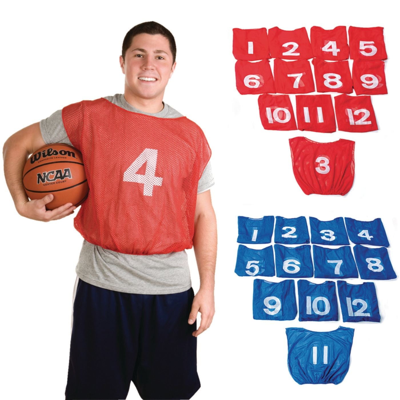 Adult Mesh Scrimmage Vest with Numbers, Blue, Blue - Walmart.com