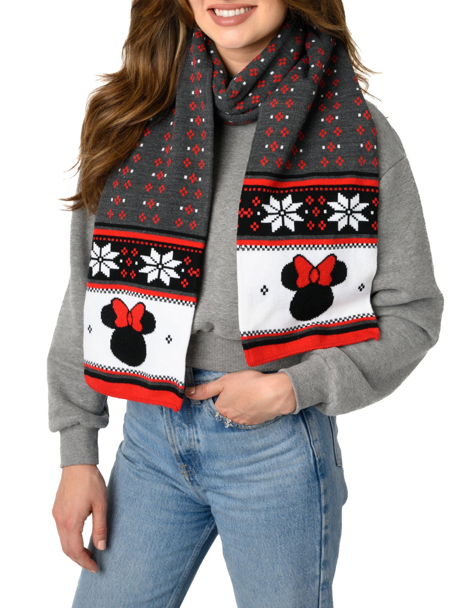 Adult Minnie Mouse Knit Scarf Disney Women Teen 70" Red Winter Cold ...