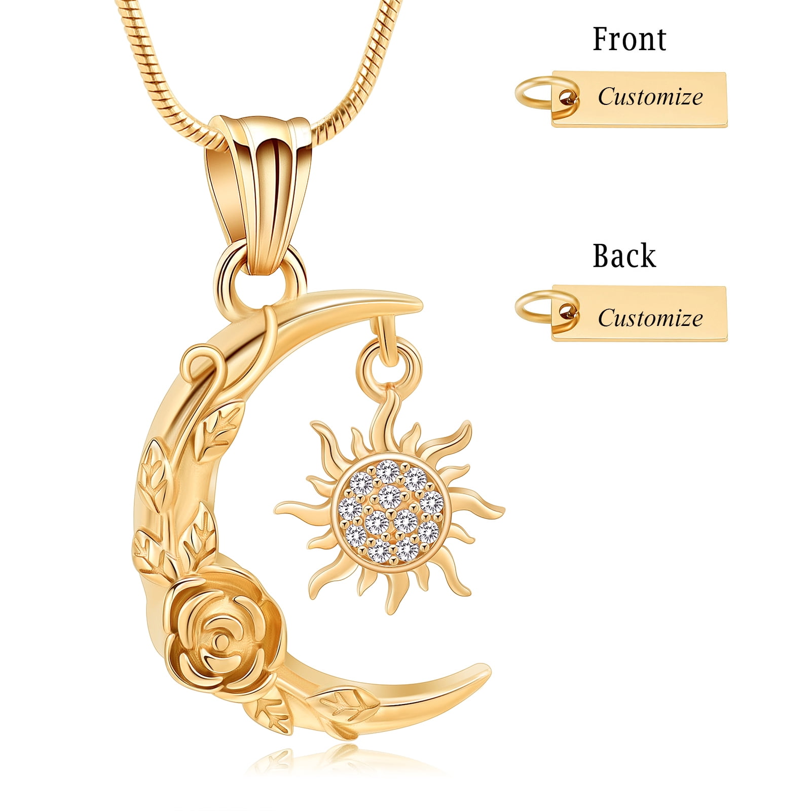 Adult Moon and Sun Cremation Jewelry for Ashes Urn Neckless Lockets for ...