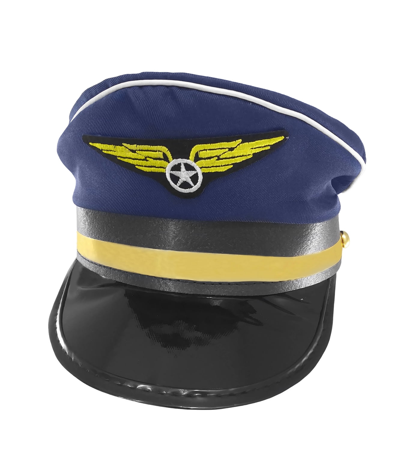 Adult Navy Blue Pilot Airline Captain Hat Airplane Aviator Halloween ...