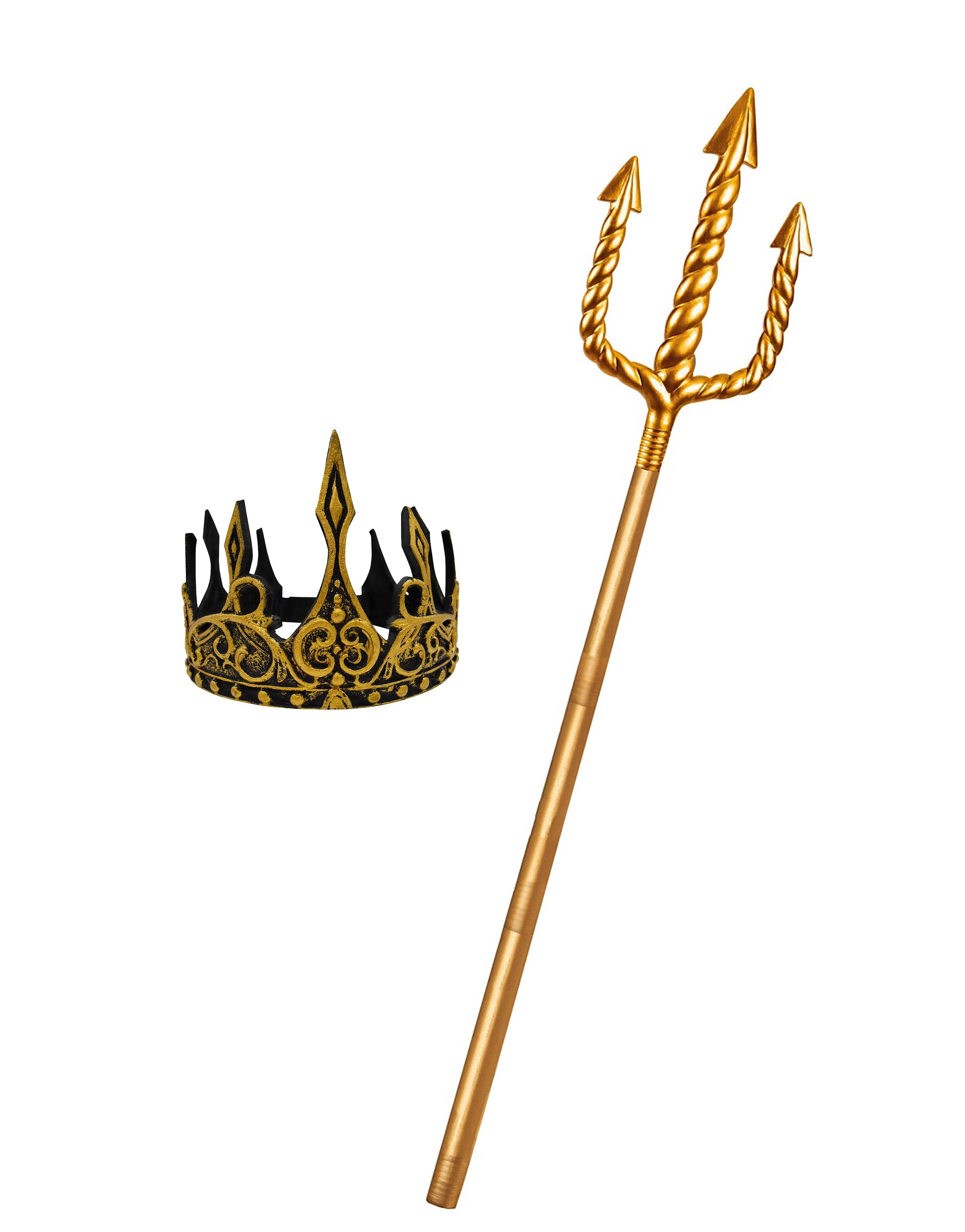 Adult Ocean Sea King Foam Gold Crown and Plastic Trident Staff Cosplay ...