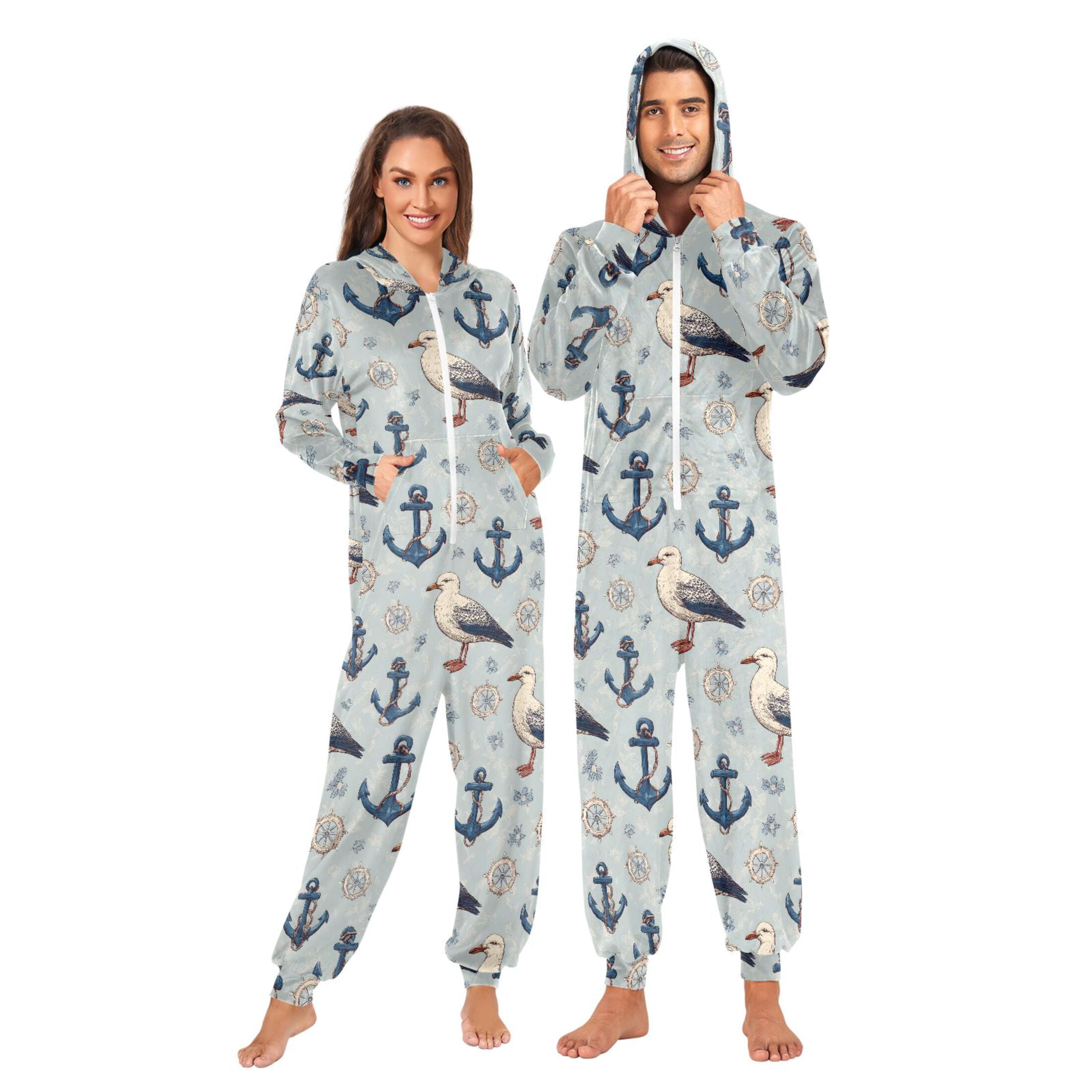 Adult Onesie Blue Background Adult Onesie Anchor Steering Wheel Seagull ...
