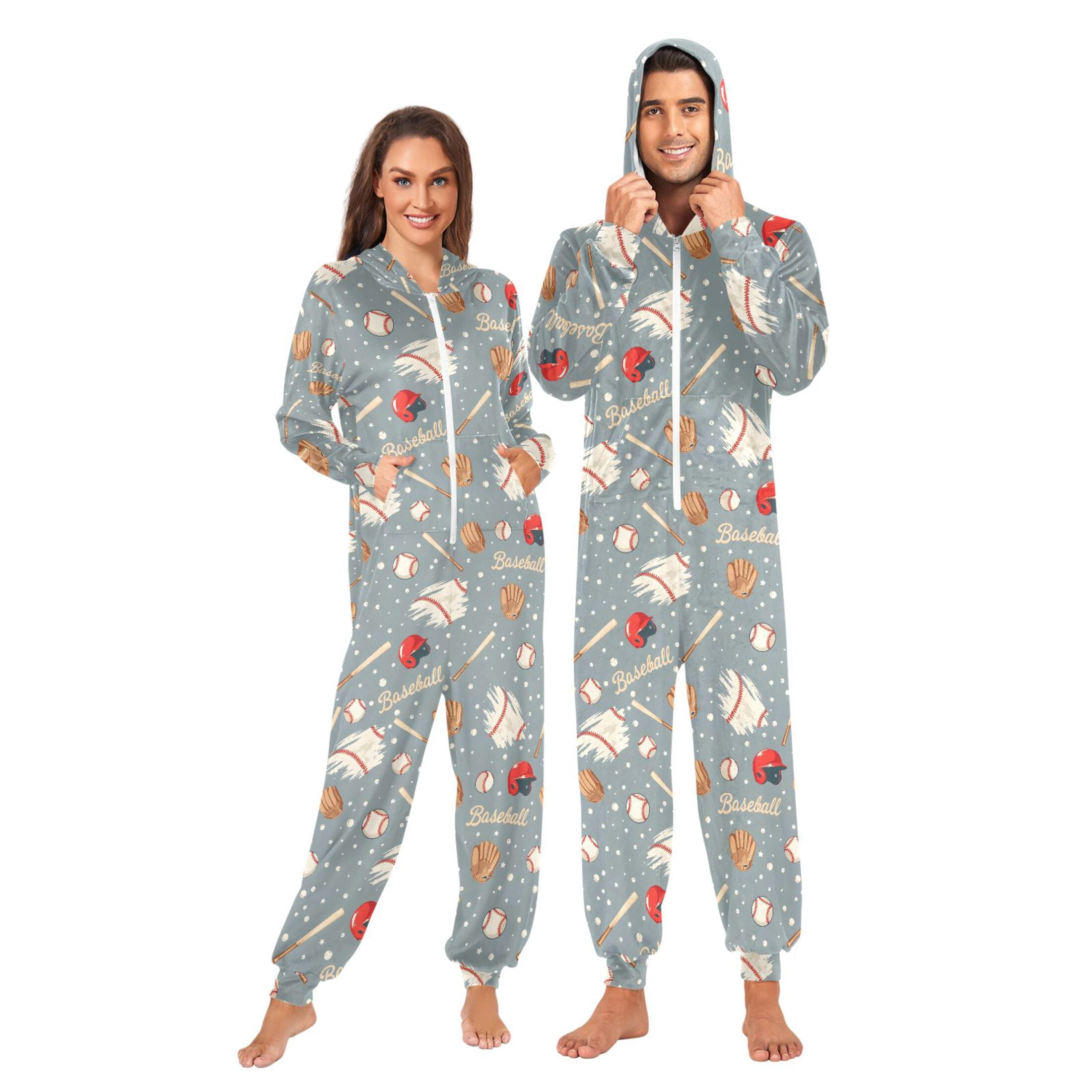 Adult Onesie Blue Background Adult Onesie Baseball Zipper One-Piece ...