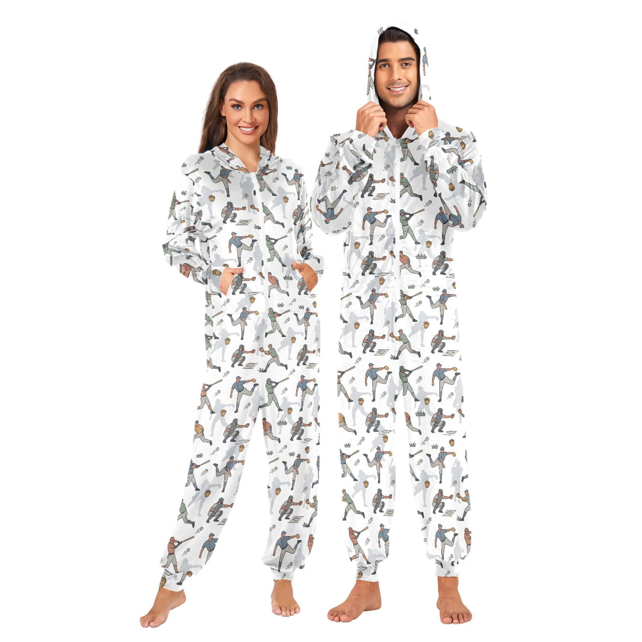 Adult Onesie Blue Background Adult Onesie Baseball Zipper One-Piece ...