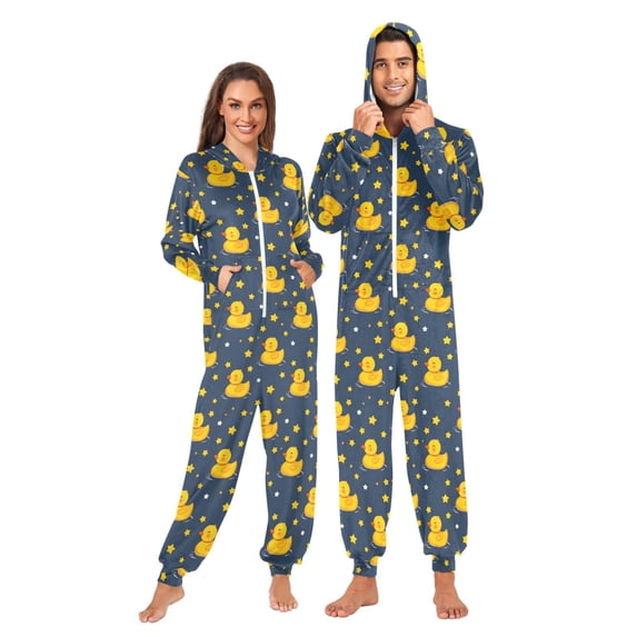 Adult Onesie Blue Background Adult Onesie Duck Zipper One-Piece Pajamas ...