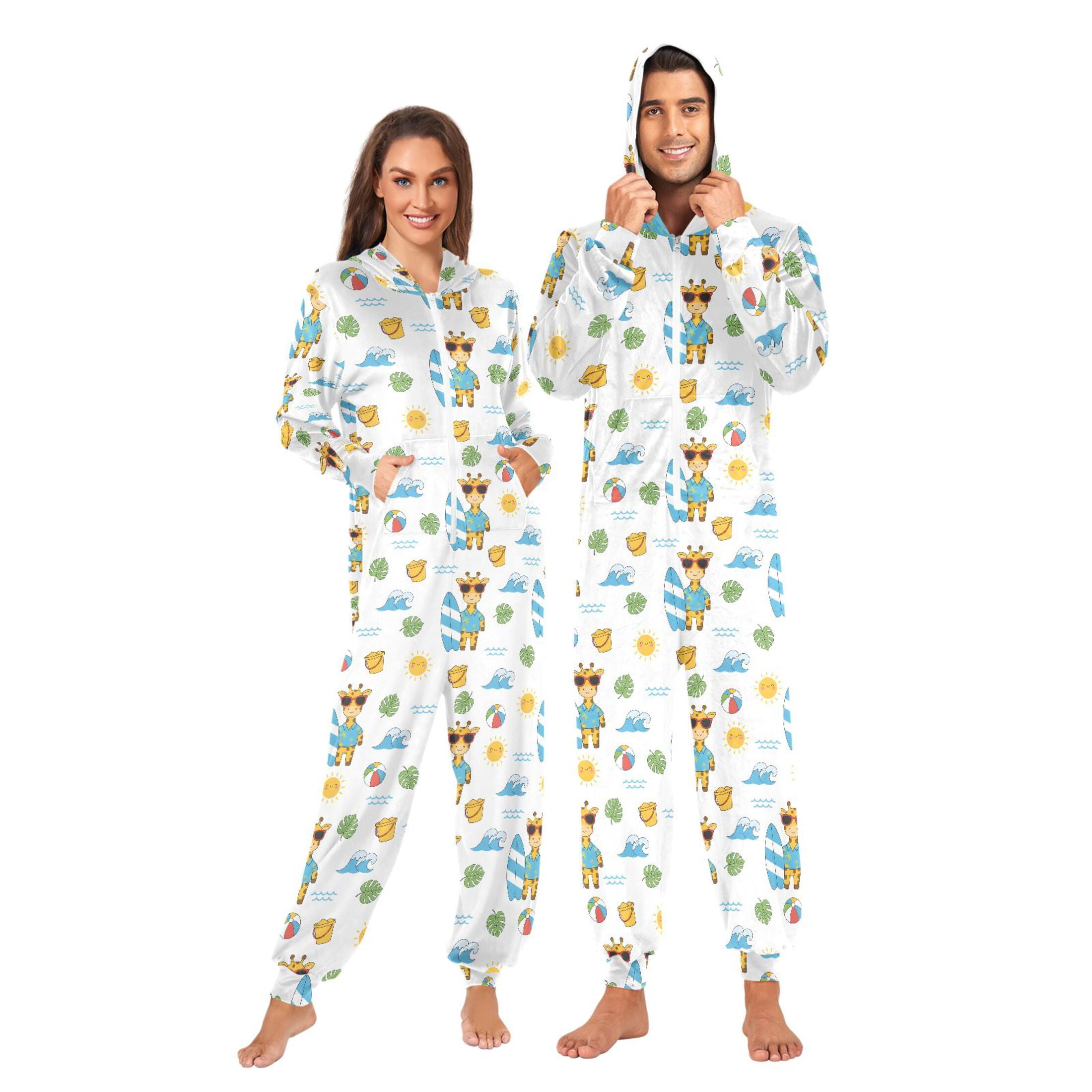 Adult Onesie Blue Background Adult Onesie Giraffe Surfing Zipper One ...