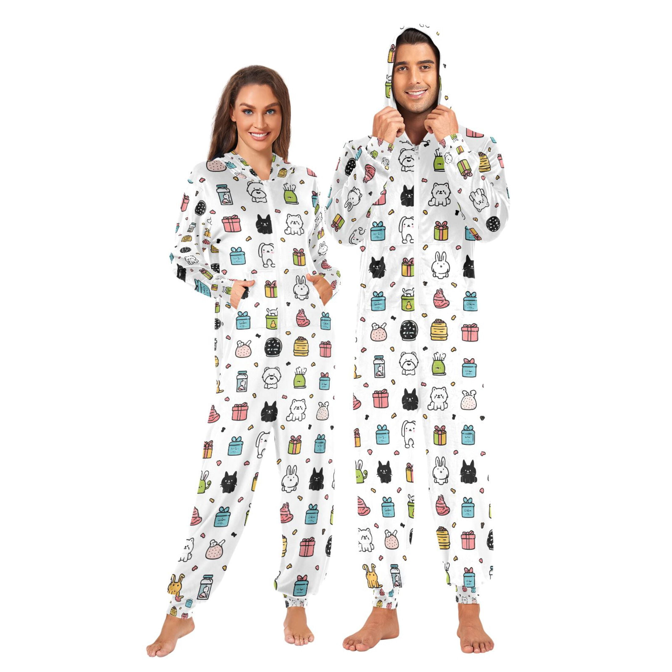 Adult Onesie Cute Pet Snacks Zipper One-Piece Pajamas Unisex with ...