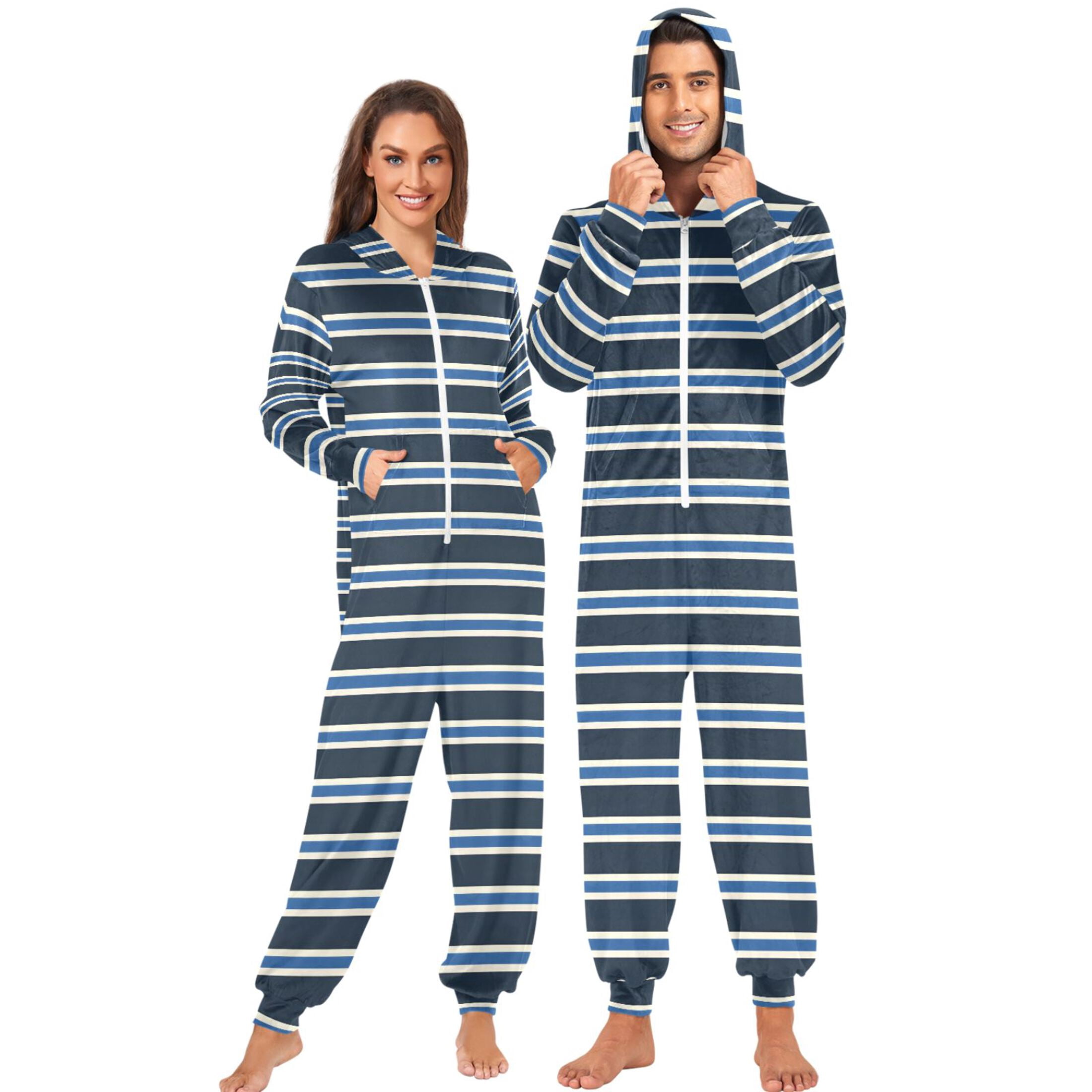 Adult Onesie Pajamas with Blue Stripe S - Walmart.com