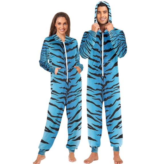 Adult Onesie Pajamas with Blue Tiger Print S - Walmart.com