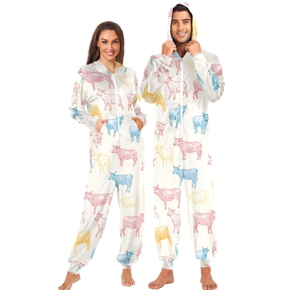 Adult Onesie Pajamas with Cattles Pattern XL - Walmart.com
