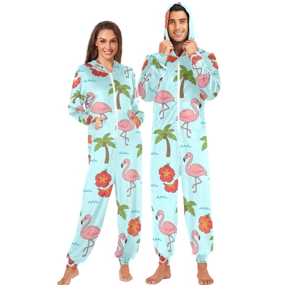 Adult Onesie Pajamas with Flamingo Coconut Tree L - Walmart.com