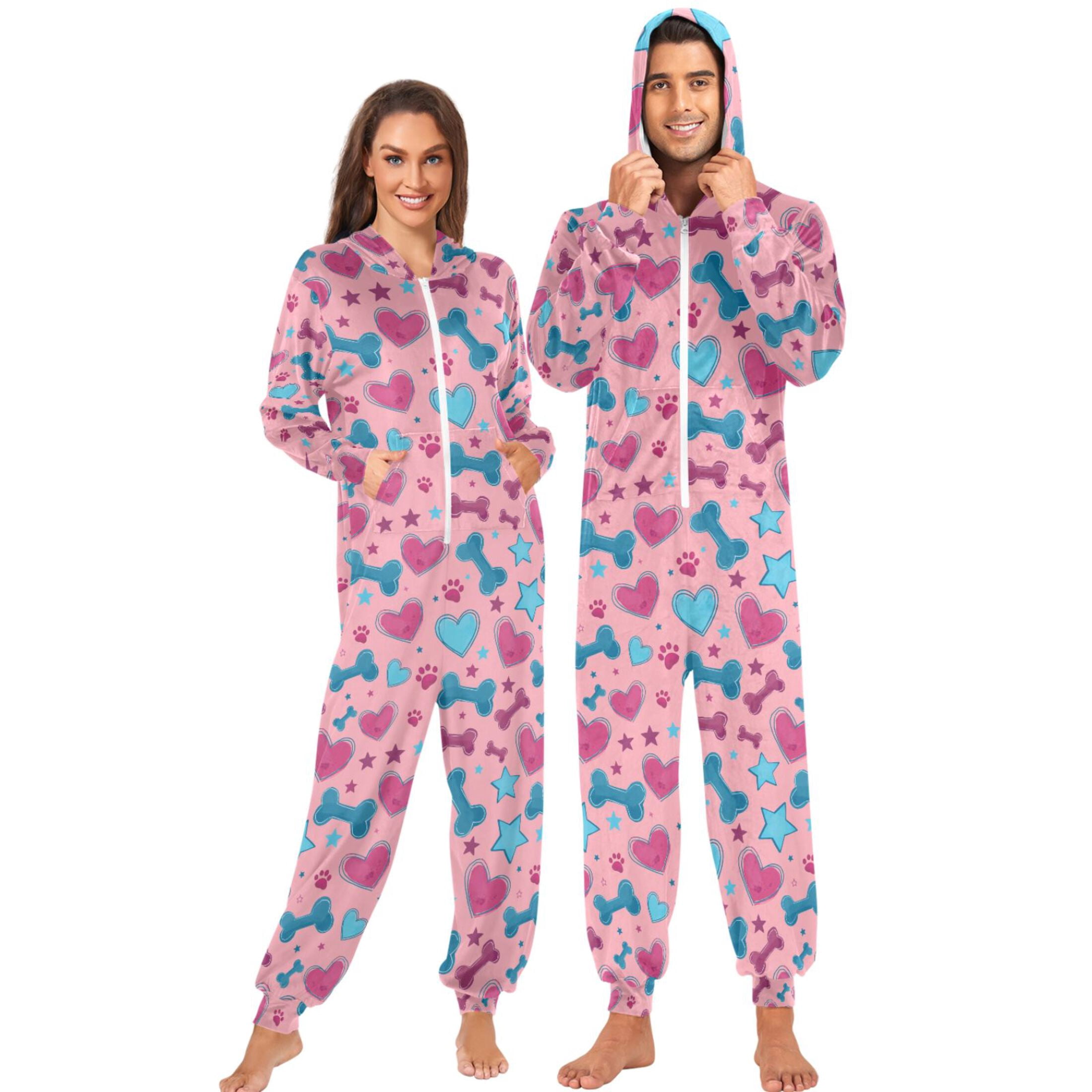 Adult Onesie Pajamas with Love Bones Stars M - Walmart.com