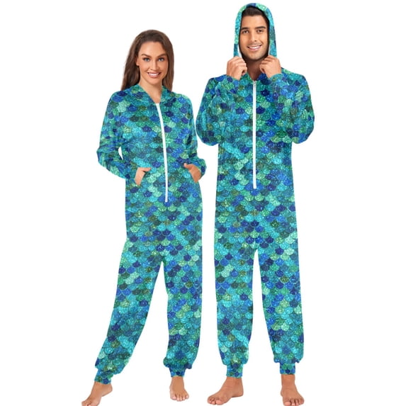 Adult Onesie Pajamas with Shiny Fish Scales S - Walmart.com