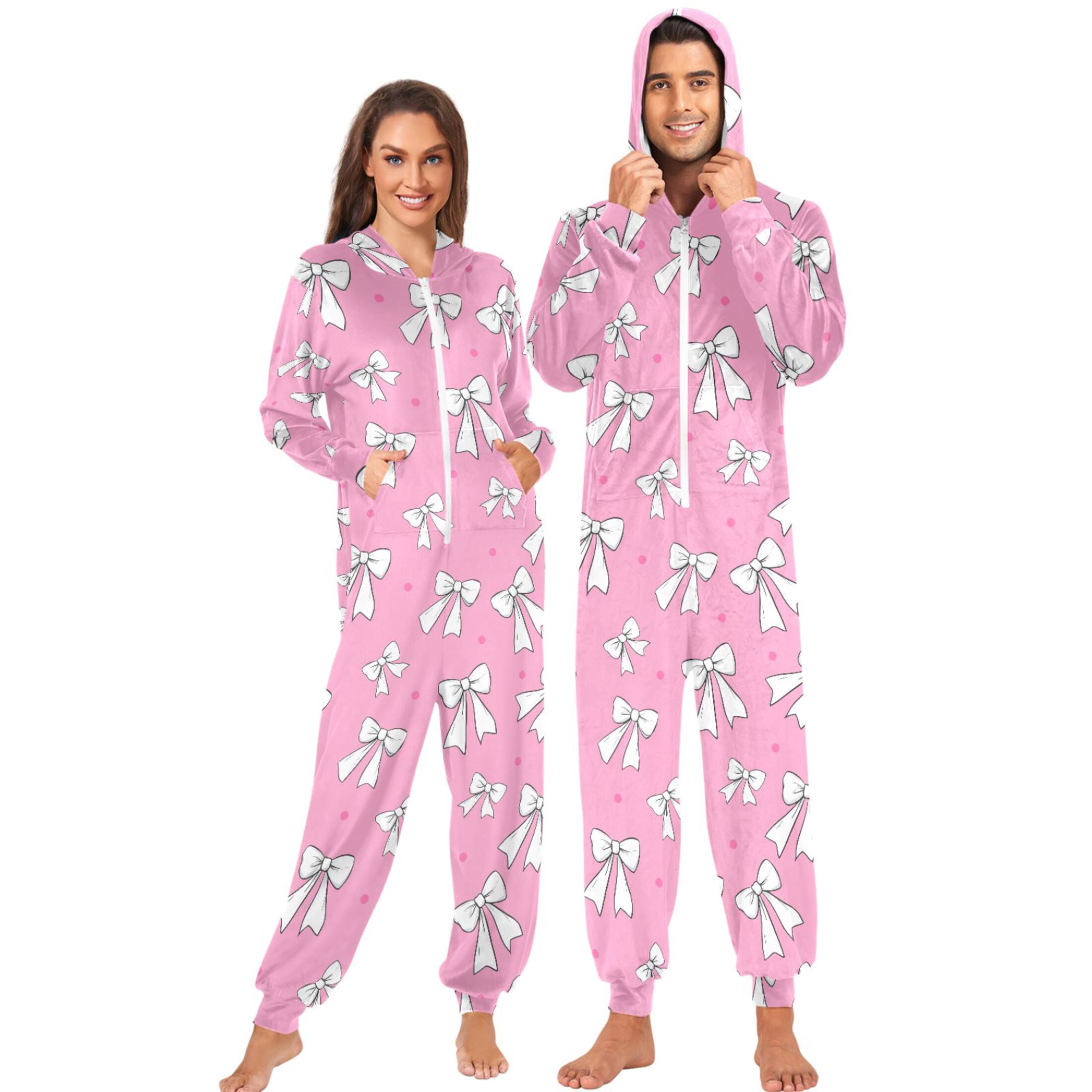 Adult Onesie Pajamas with White Bows S - Walmart.com
