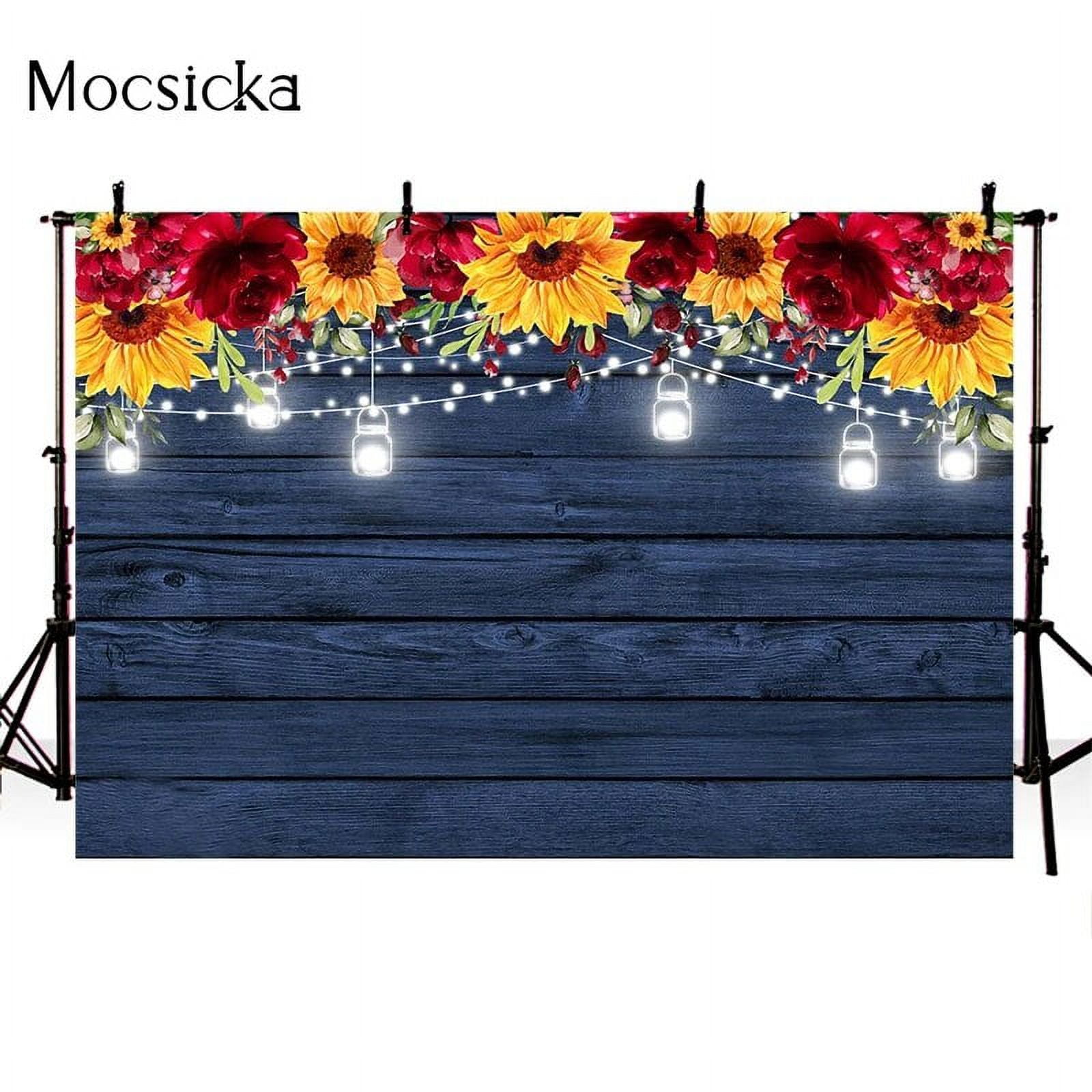 Adult Party Photography Background Sunflower Blue Wood Board Decoration ...