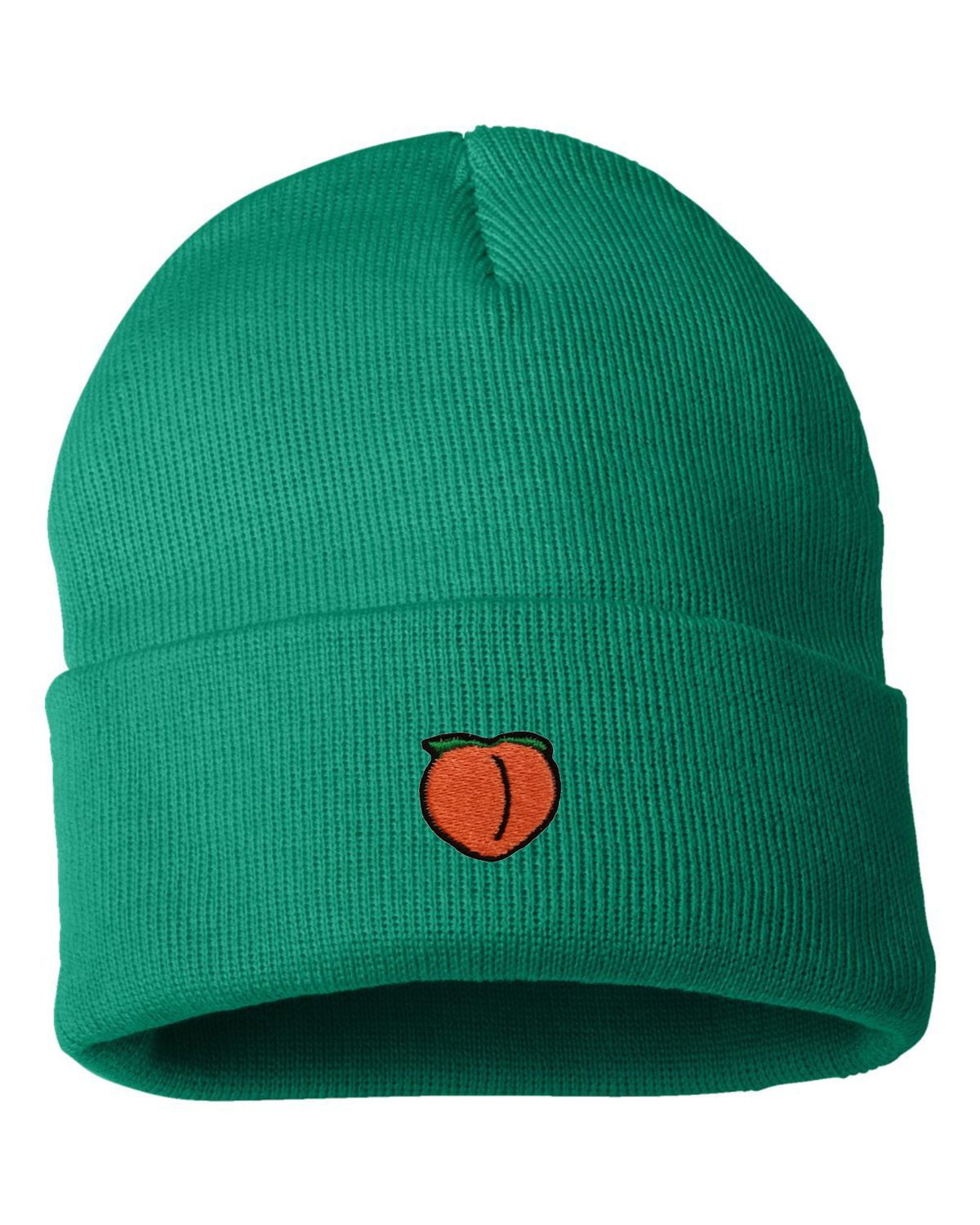 Adult Peach Embroidered Cuffed Knit Beanie Cap - Walmart.com