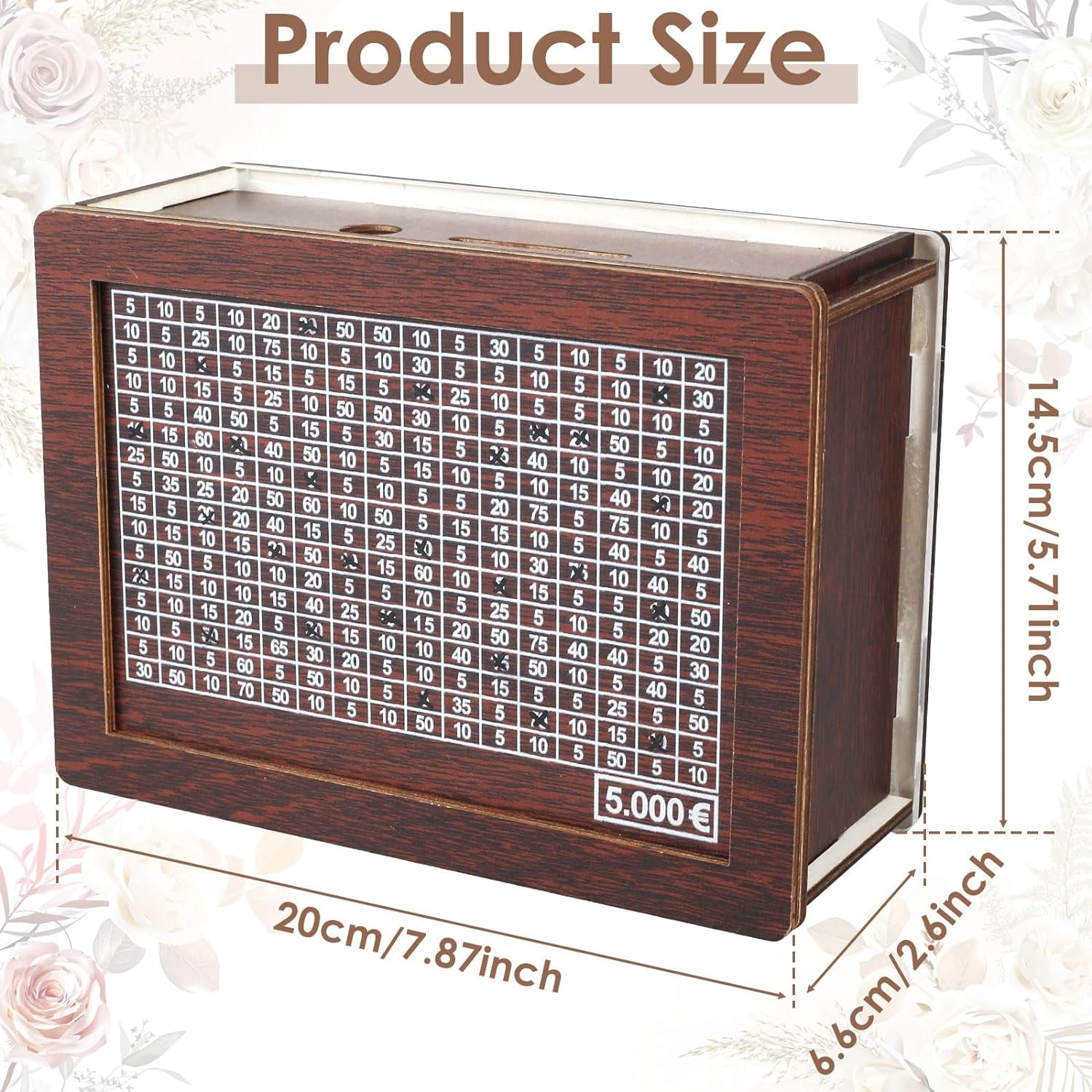 Adult Piggy Bank Wood Money Box With 5000 Euro Saving Target Retro ...