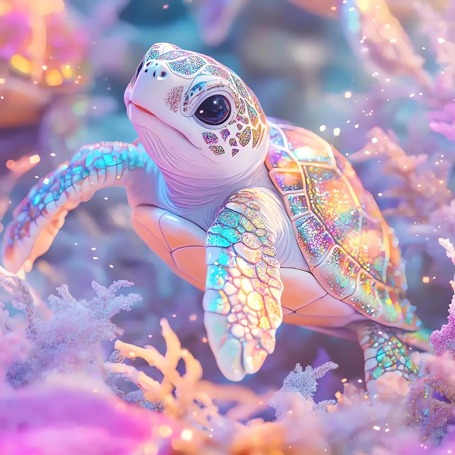 Adult Pink Turtle Diamond Art Set, Animal Turtle Diamond Painting ...