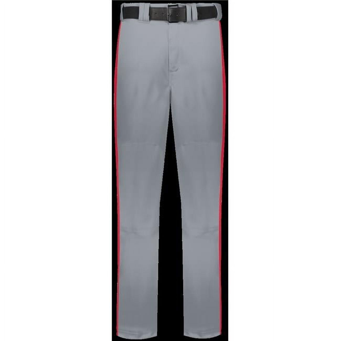 Adult Piped Change Up Baseball Pant, Baseball Gray & True Red - 3XL ...