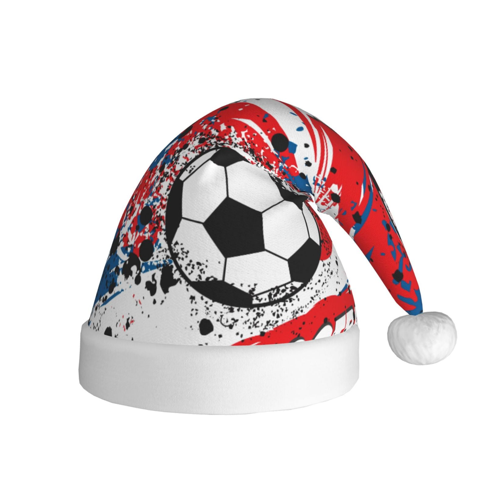 Adult Plush Santa Hat Abstract France Football Sport Ball Colors ...