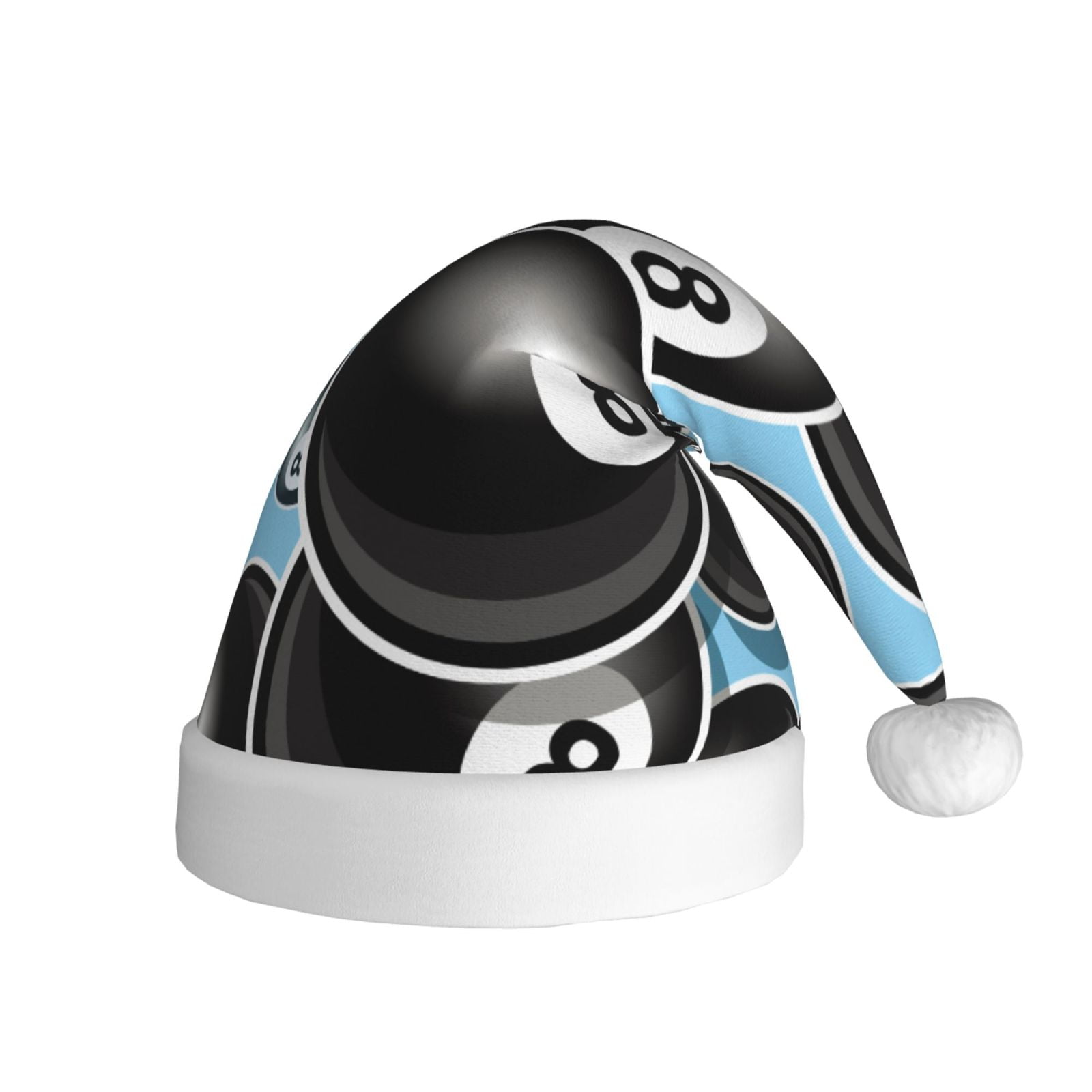 Adult Plush Santa Hat Billiards Pool Snooker 8 Ball Symbol Print Soft ...