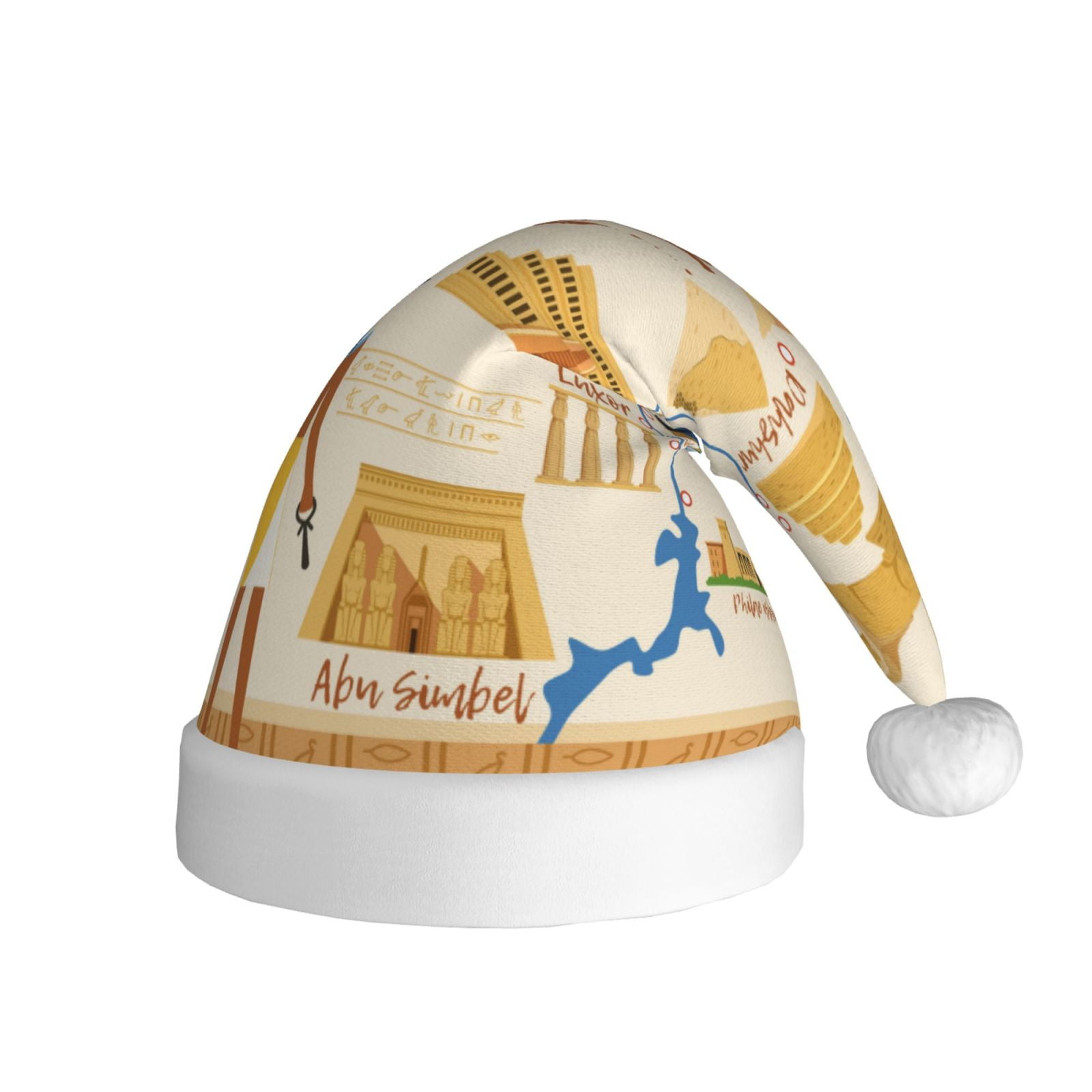 Adult Plush Santa Hat Egypt Map With Ancient Landmark Sphinx And ...