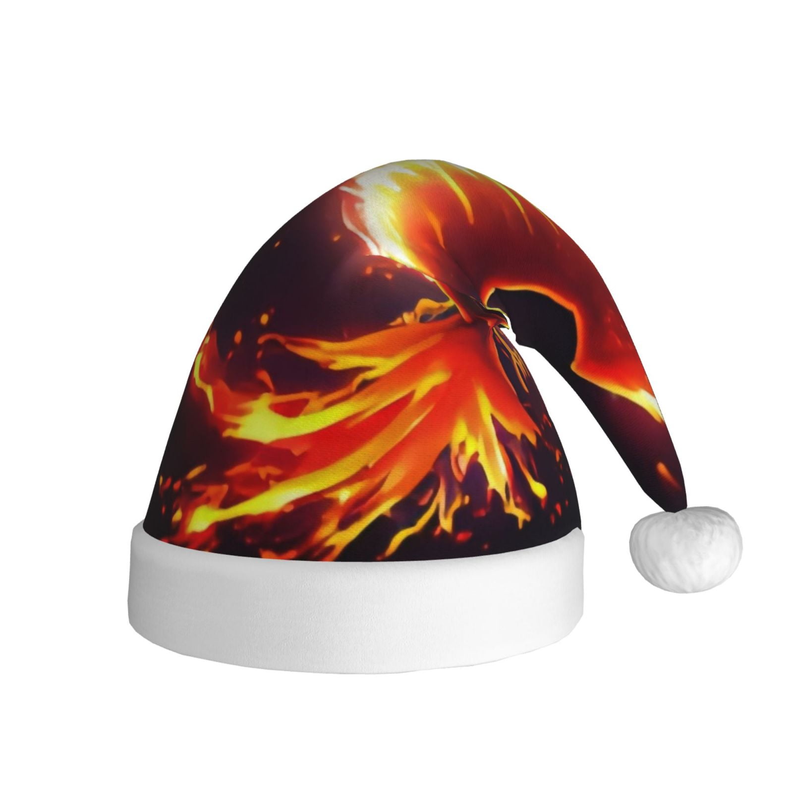 Adult Plush Santa Hat Phoenix Bird Illustration Soft Fleece Christmas ...