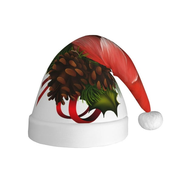 Adult Plush Santa Hat Red Cardinal Bird Christmas Print Soft Fleece ...