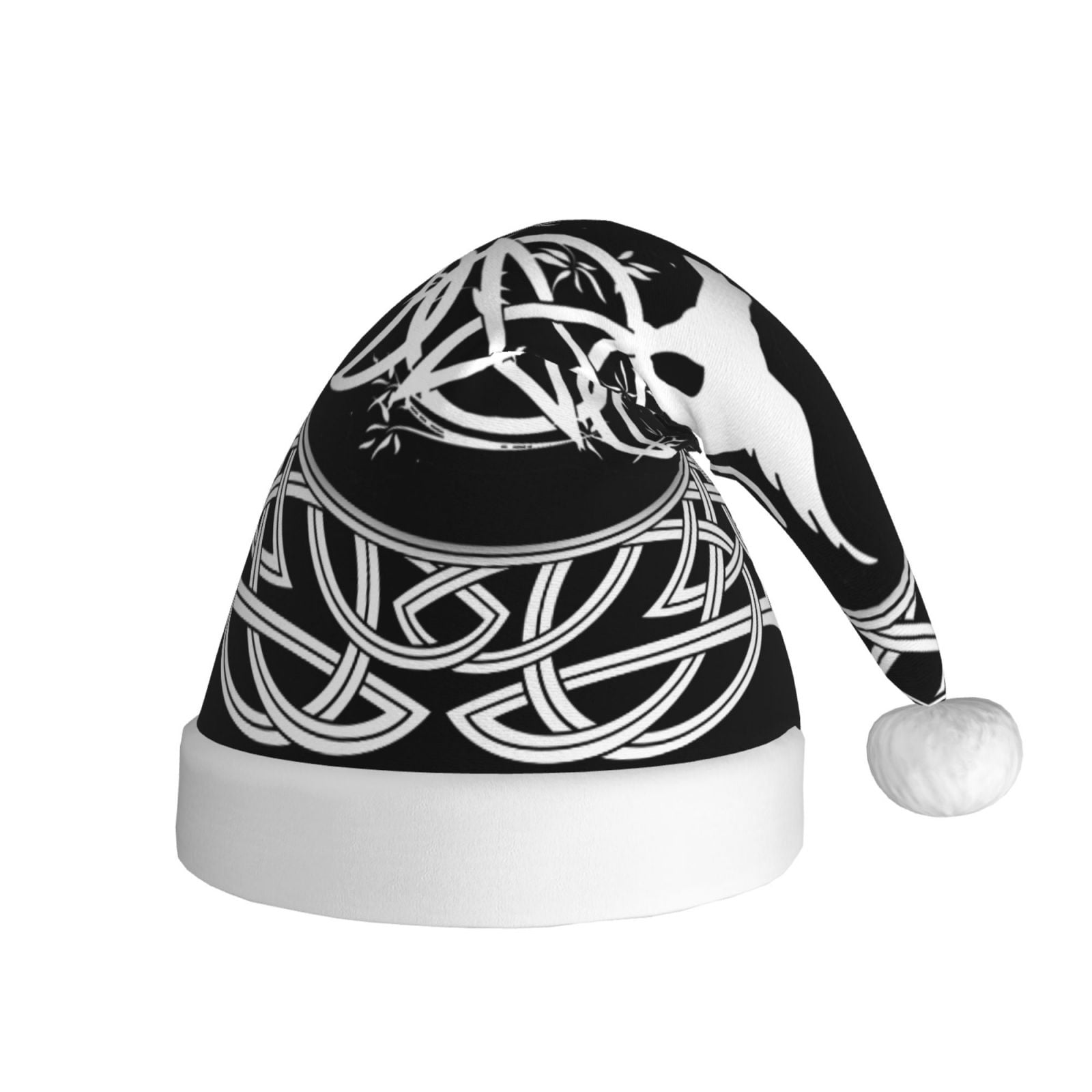 Adult Plush Santa Hat Triple Moon Winged Cat Pentacle Witch Soft Fleece ...
