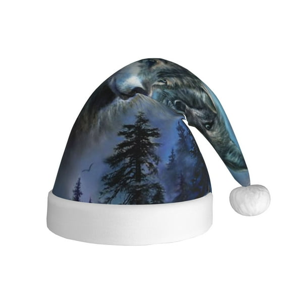 Adult Plush Santa Hat Wolf Soft Fleece Christmas Holiday Costume ...