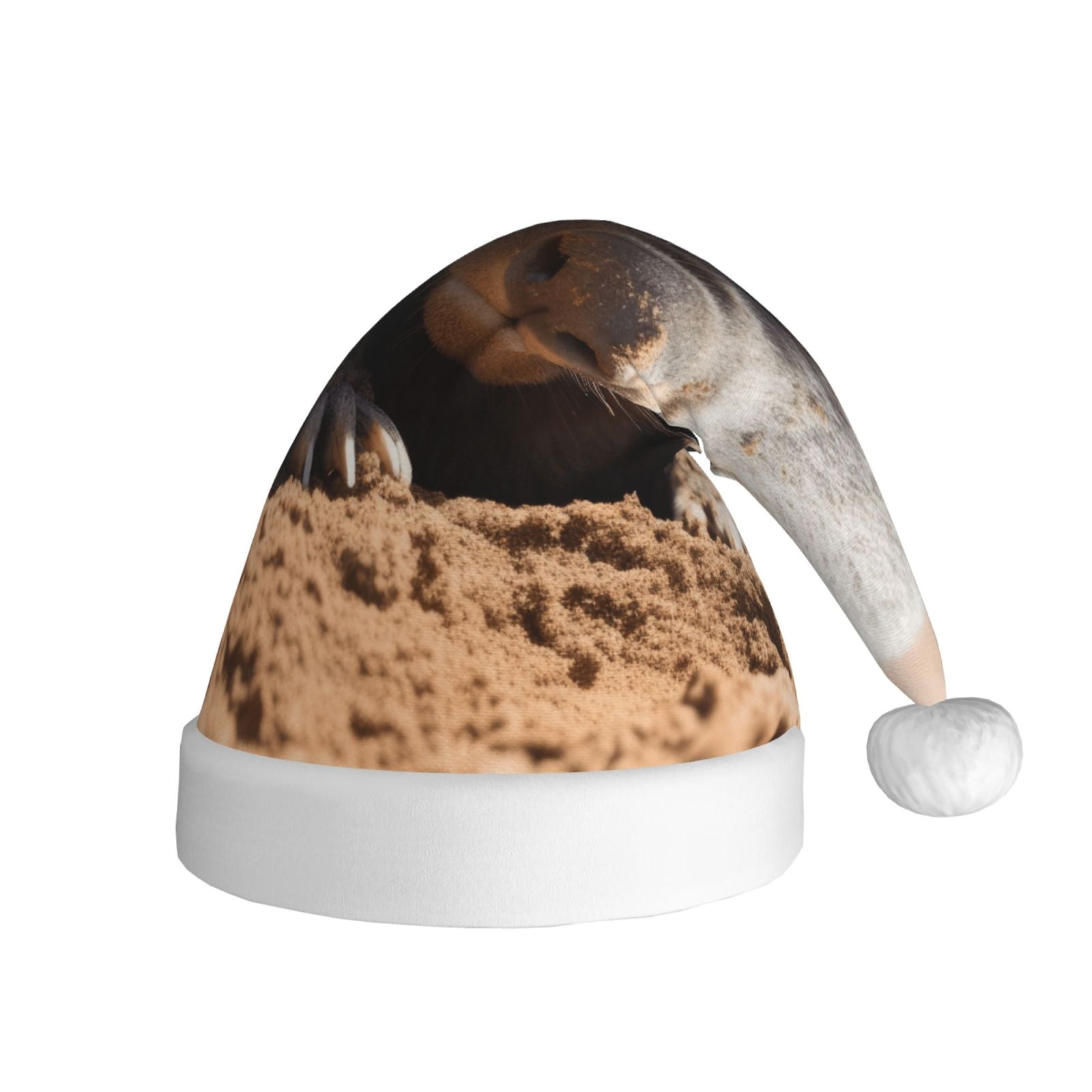 Adult Plush Santa Hat Wombat Lying On Sand Soft Fleece Christmas ...