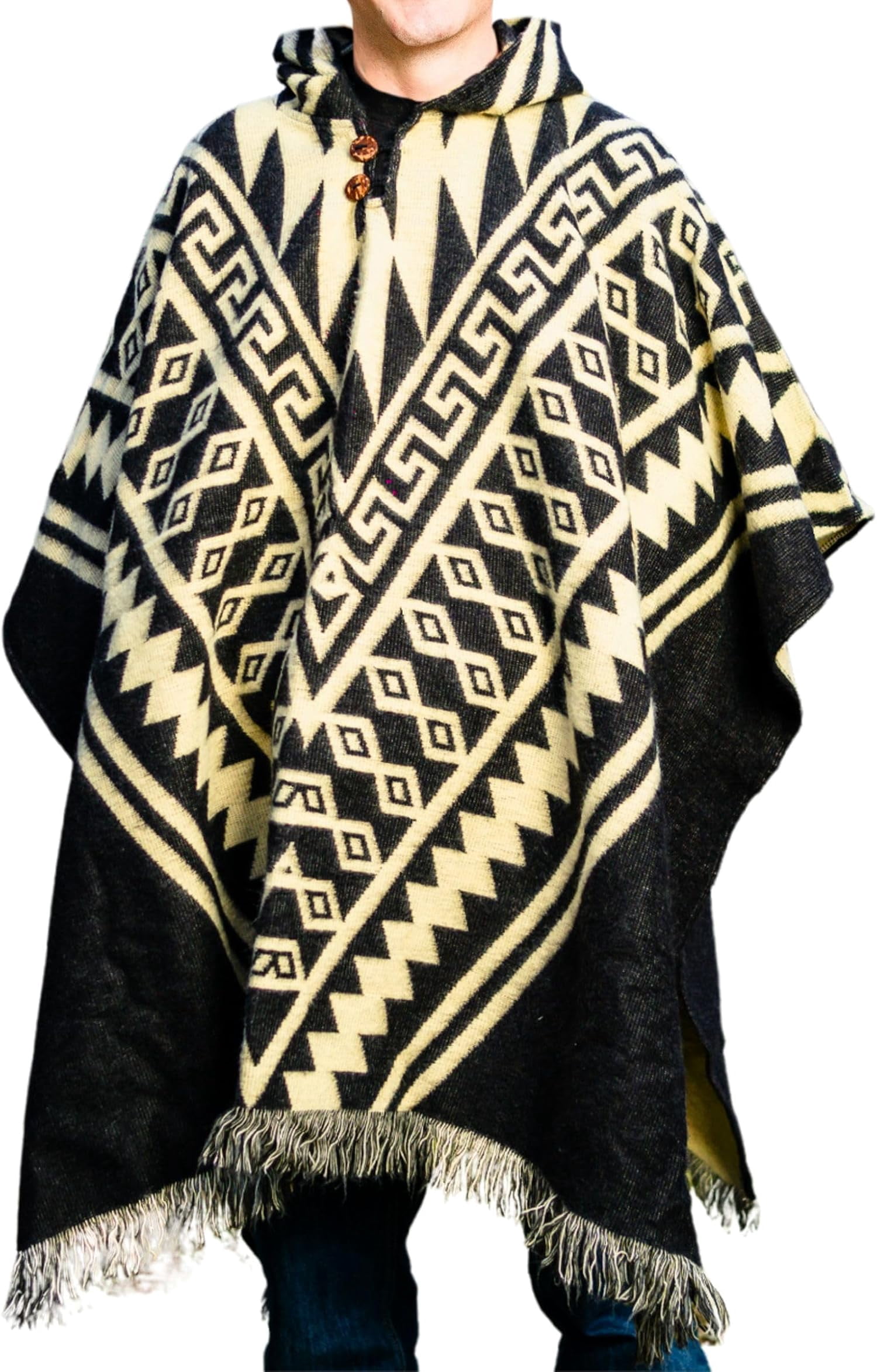 Adult Ponchos With Hood for men - Alpaca Poncho Men - Artesanal Ponchos ...