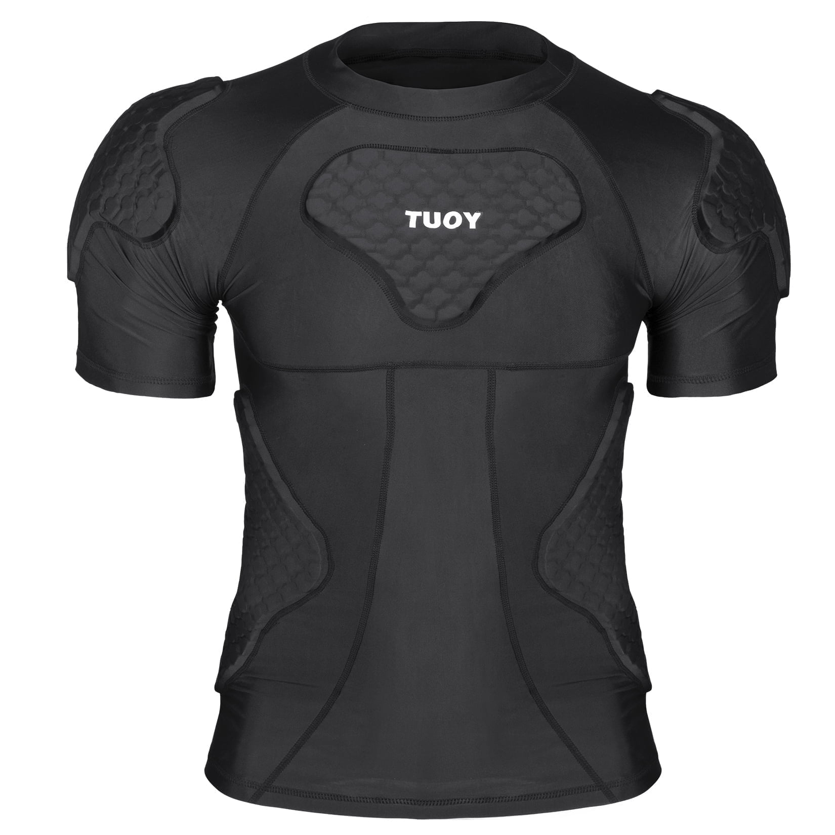 Men Padded Proctective Shirt Sports Guard Compression 6-Pads Chest Rib ...