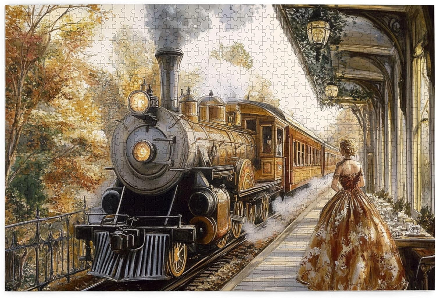 Adult Puzzle Art, Autumn Train Puzzles for Adults 500 Pieces ...