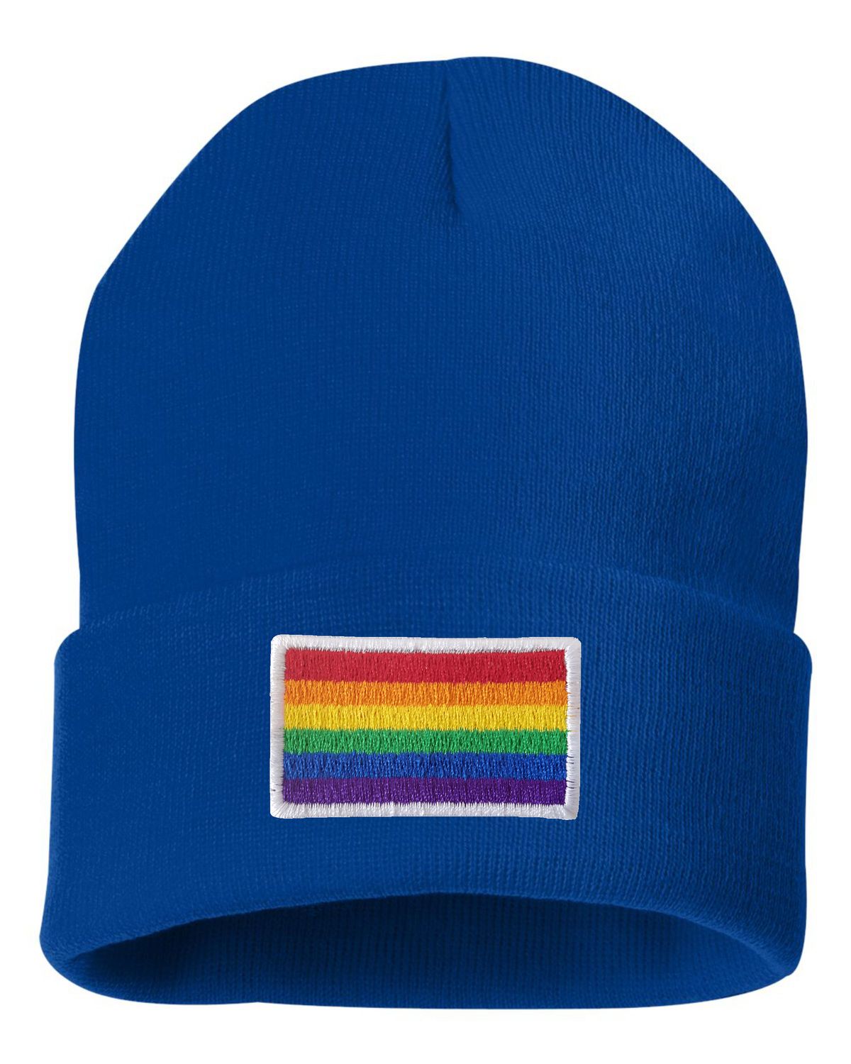 Adult Rainbow Gay & Lesbian Pride Flag Embroidered Cuffed Knit Beanie ...