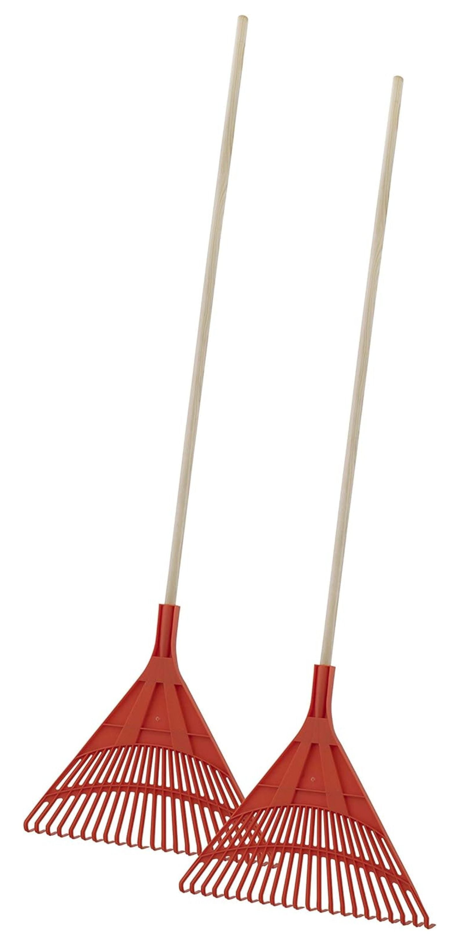 Adult Rake with Hardwood Handle, Durable Plastic Head to Sweep Leaves ...