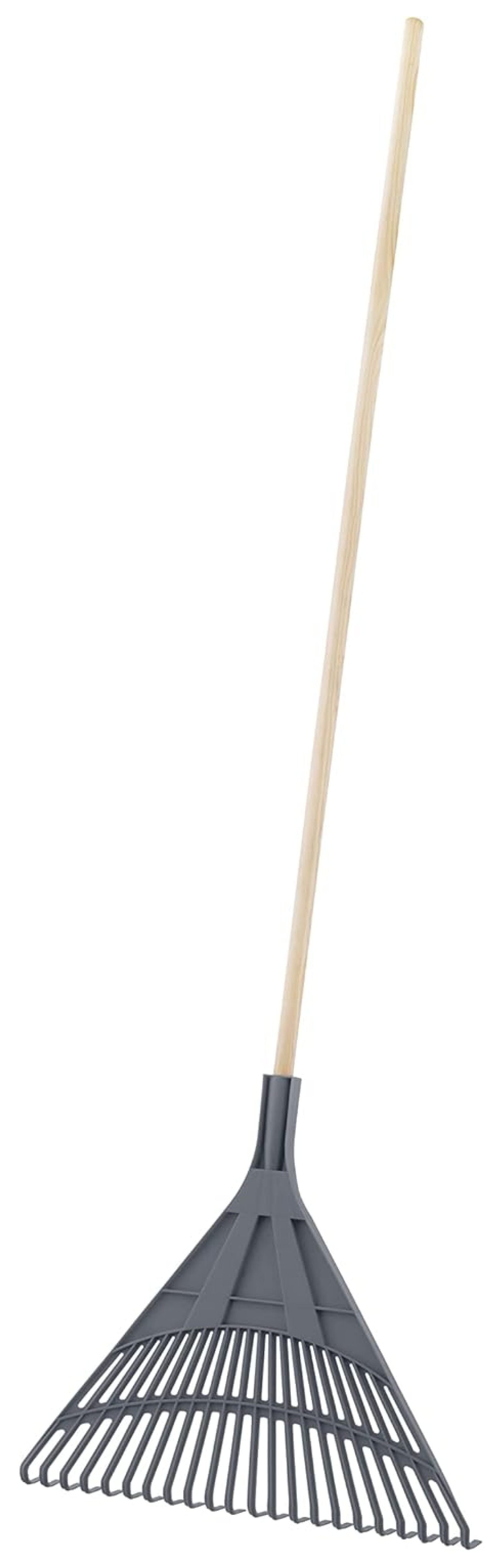 Adult Rake with Hardwood Handle, Durable Plastic Head to Sweep Leaves ...